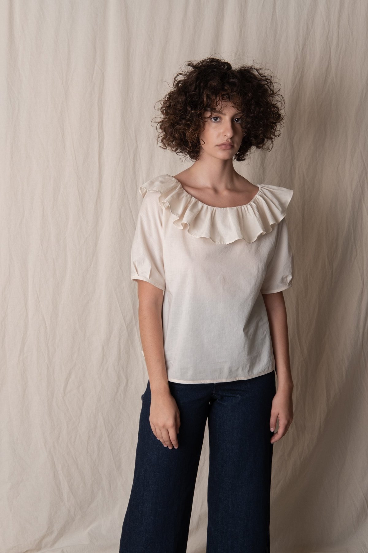 Bianca and Red FLOUNCED COLLAR BLOUSE - Cream | Garmentory