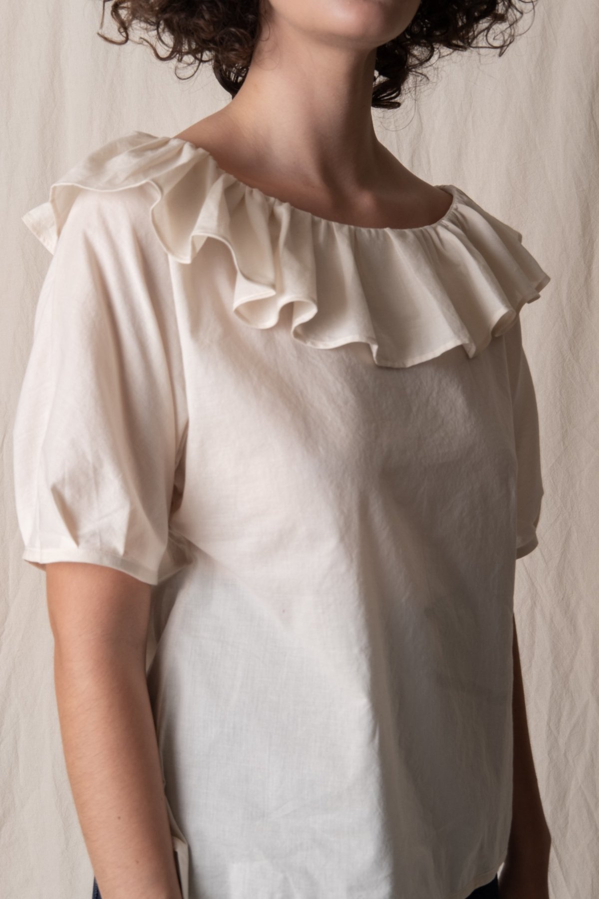 Bianca and Red FLOUNCED COLLAR BLOUSE - Cream | Garmentory