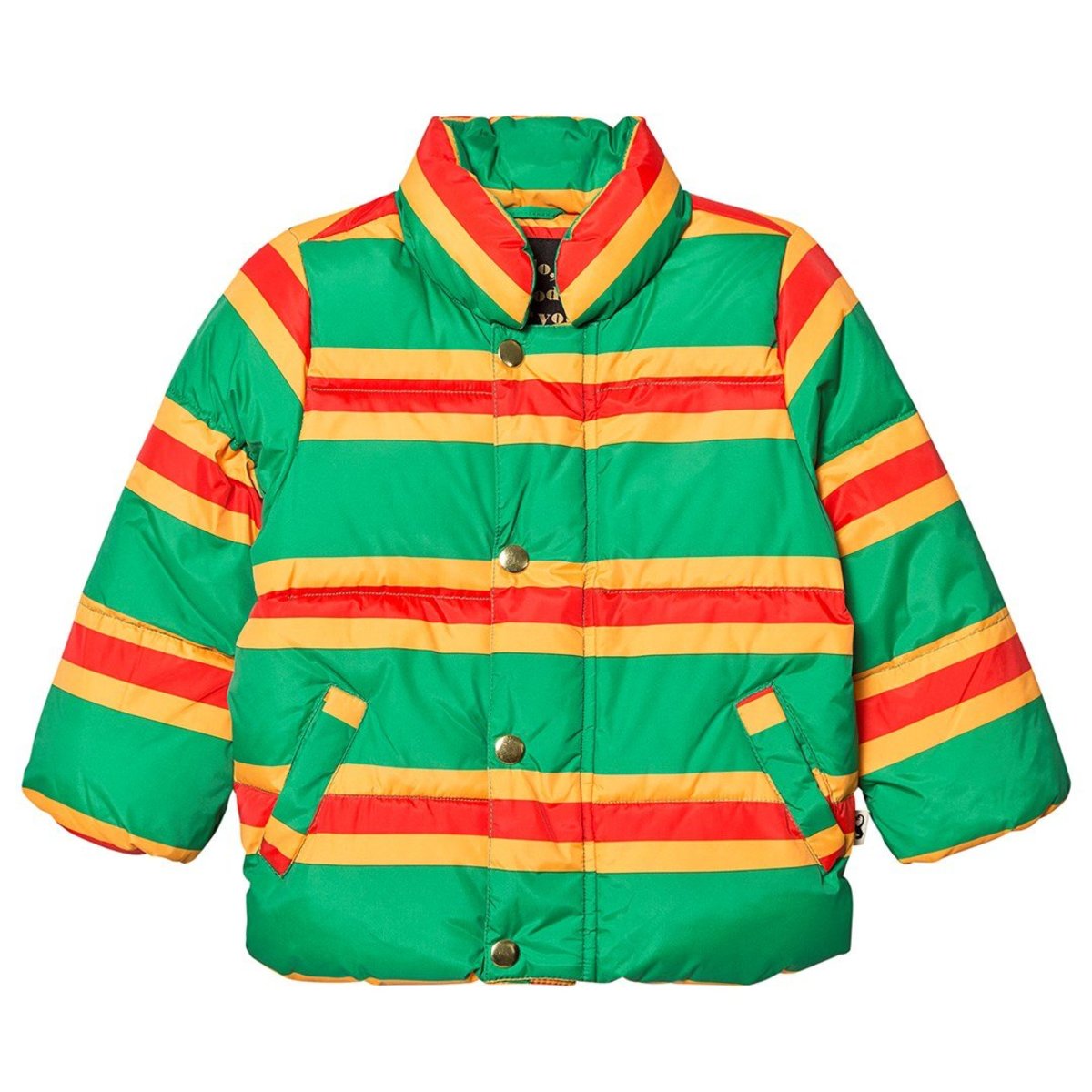 Kids Mini Rodini Stripe Puffer Jacket - Green | Garmentory