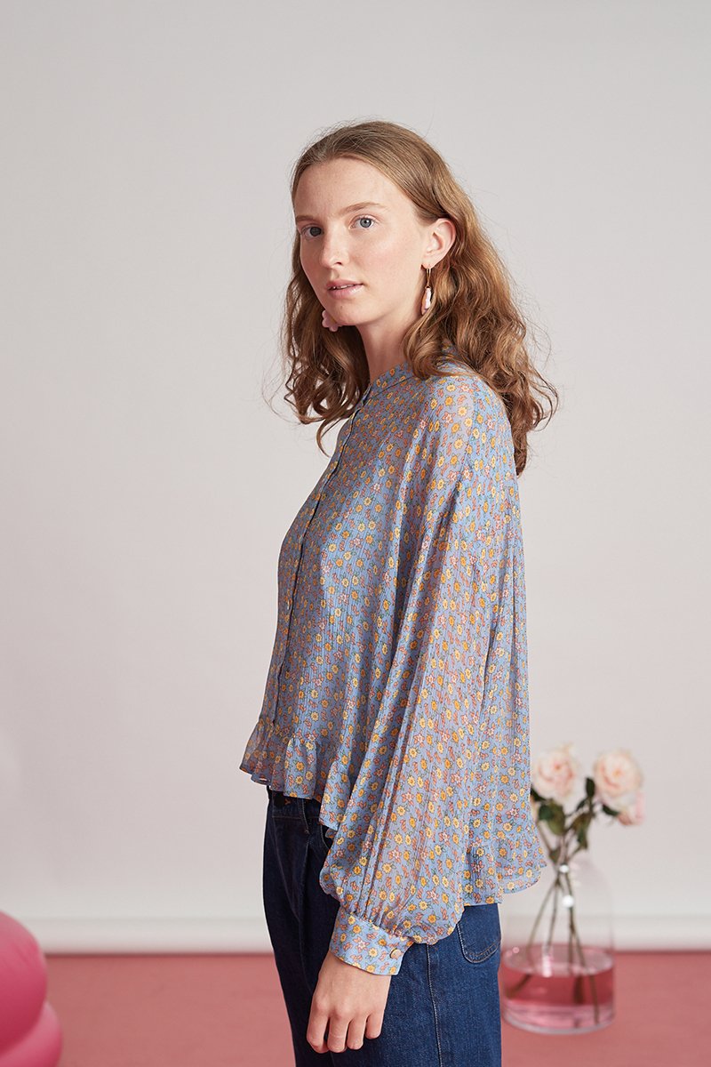 Twenty-Seven Names Lisa Silk Blouse - Blue Floral | Garmentory