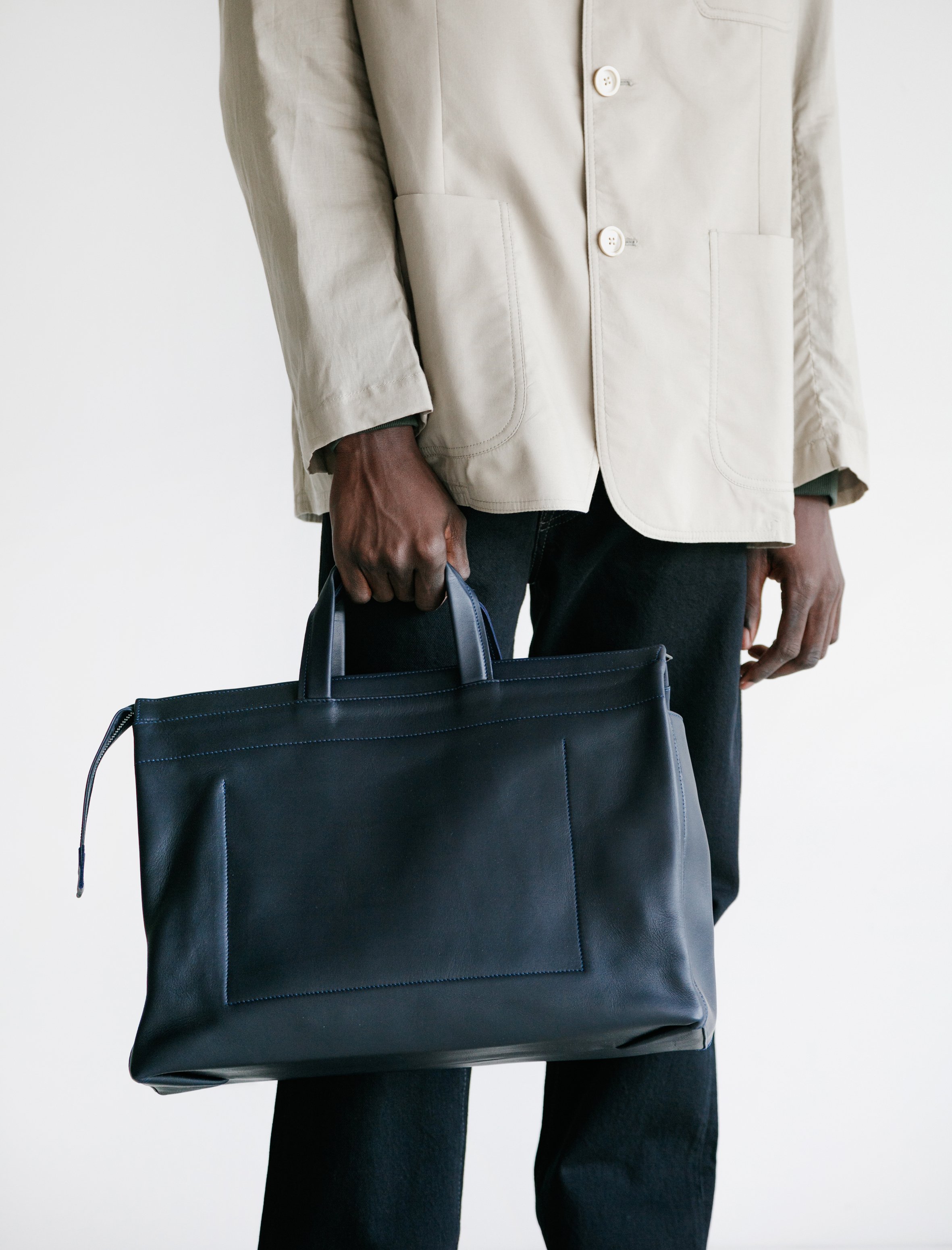 Isaac Reina 110 Standard Satchel - Calf Navy | Garmentory