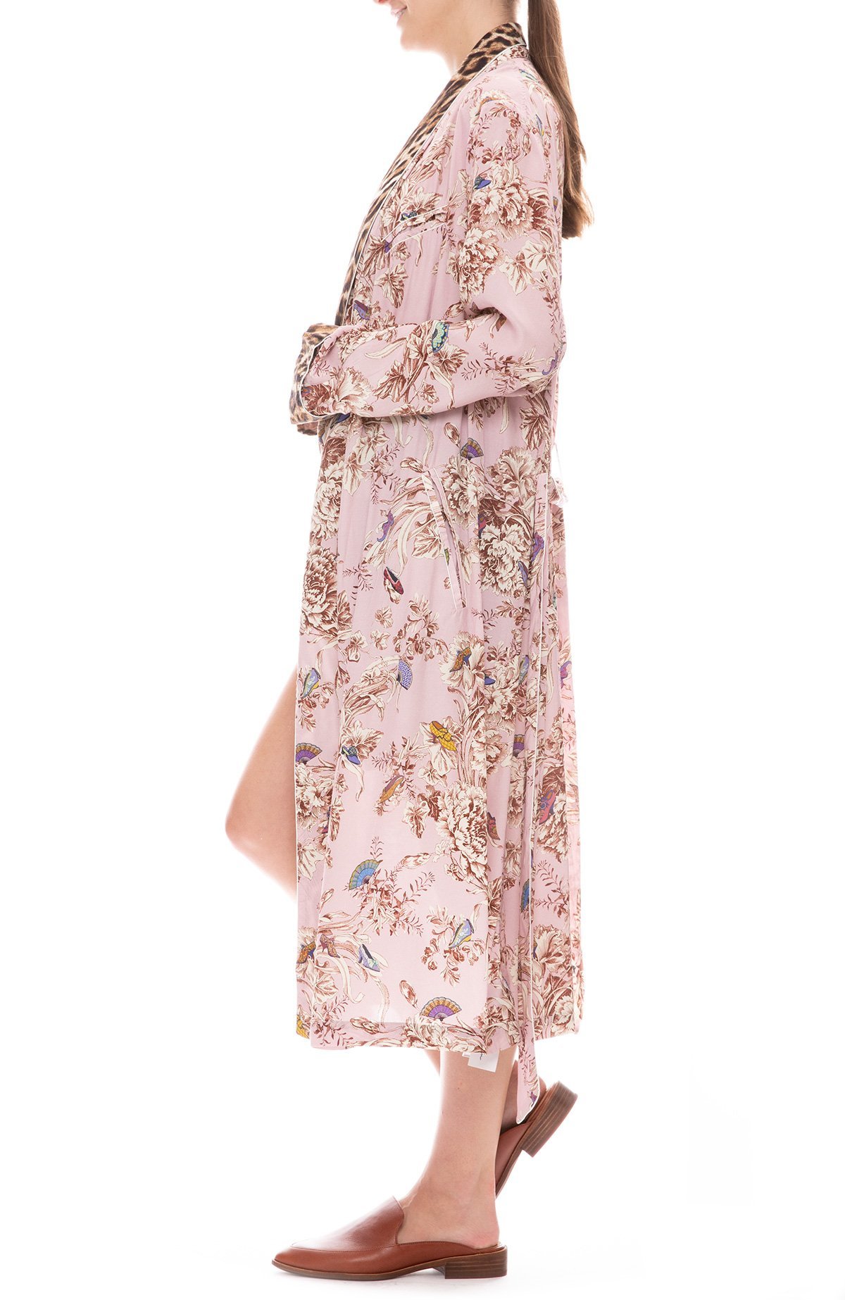 R13 Smoking Robe with Piping - Pale Pink Floral | Garmentory
