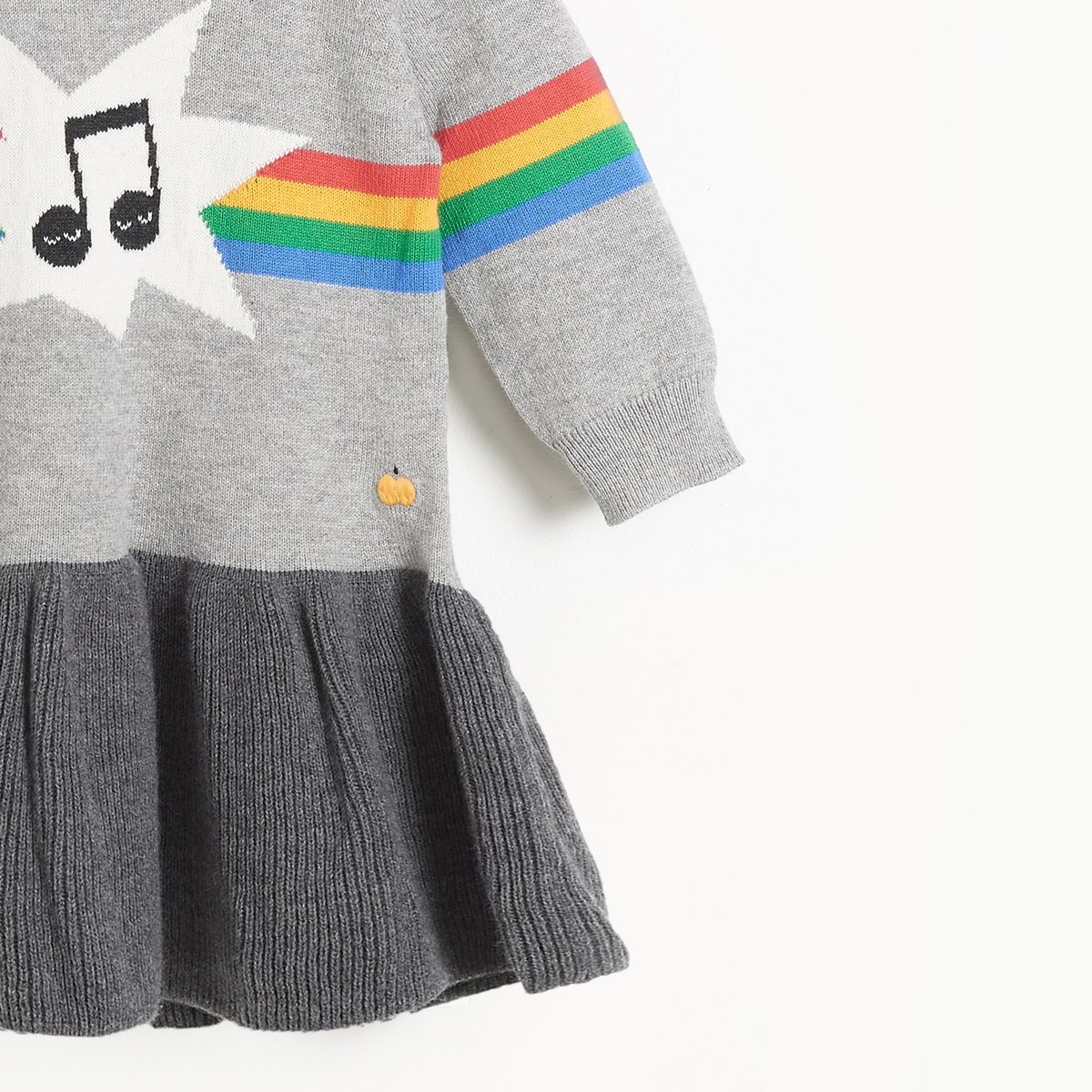 Kids the bonnie mob maggie rainbow music intarsia dress - grey | Garmentory