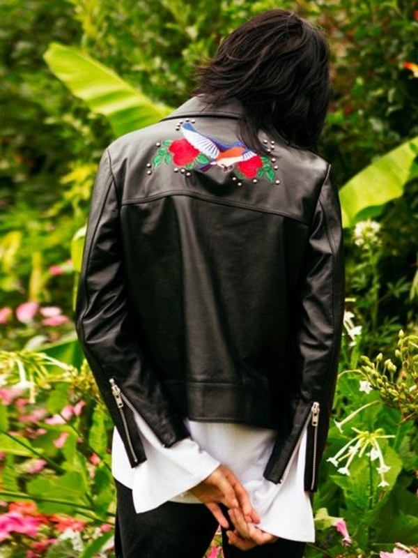 ANDERSSON BELL Bird Embroidery Leather Jacket - Black | Garmentory