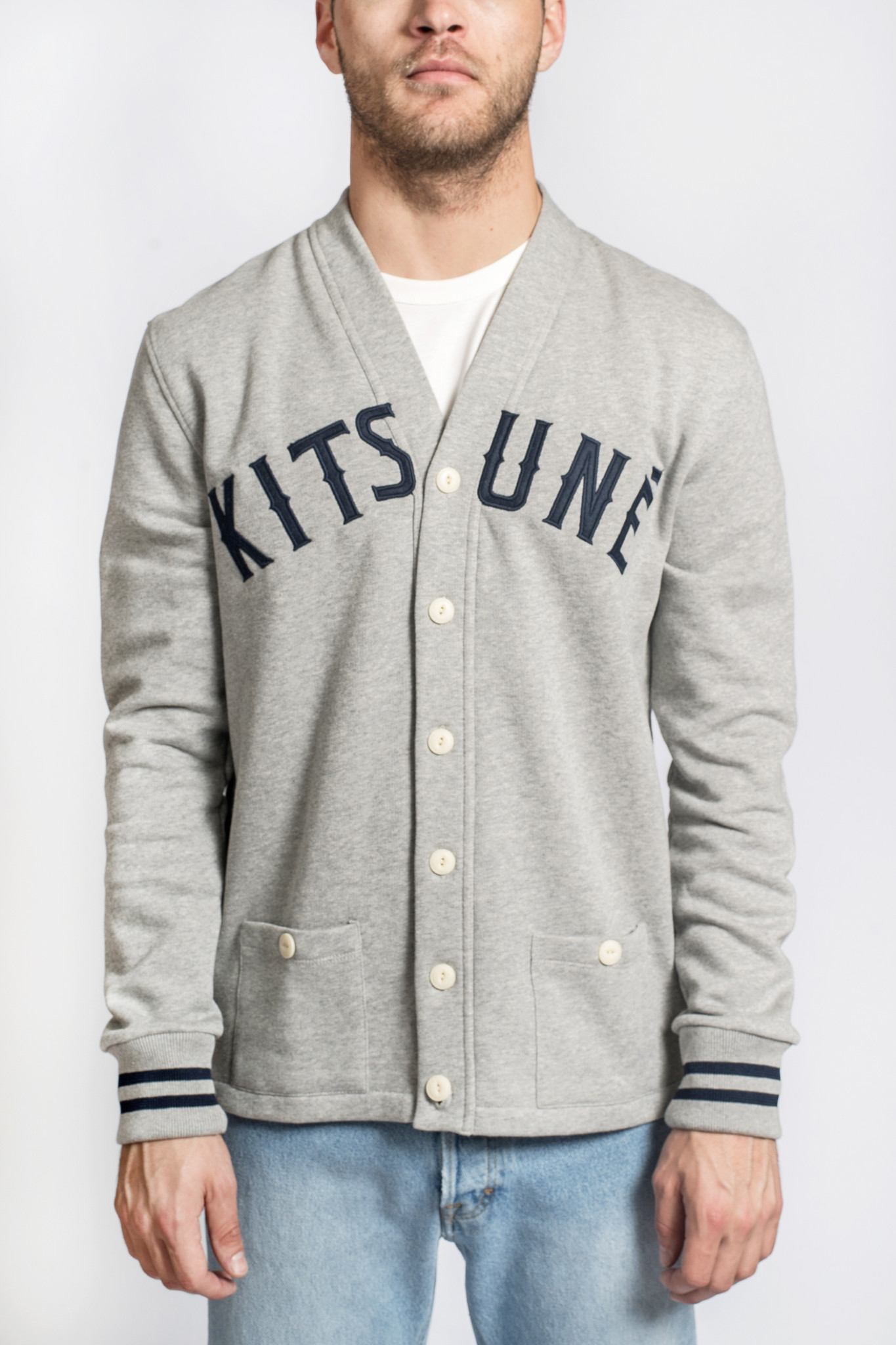 Men's Maison Kitsune Baseball Cardigan | Garmentory
