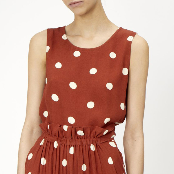 Just Female Caia Top - Rust/White Polka Dot | Garmentory