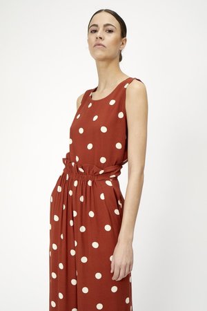 Just Female Caia Top - Rust/White Polka Dot | Garmentory