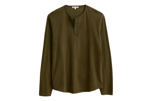 Alex Mill Sueded Jersey Henley - Army | Garmentory