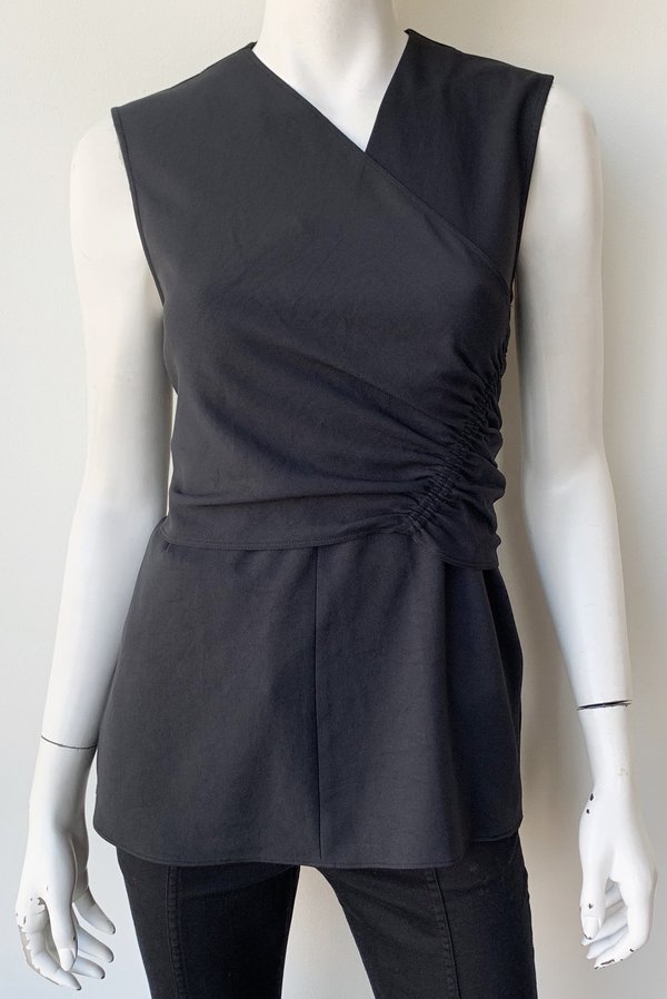 Tibi Chalky Drape Shirred Flap Top - Black | Garmentory