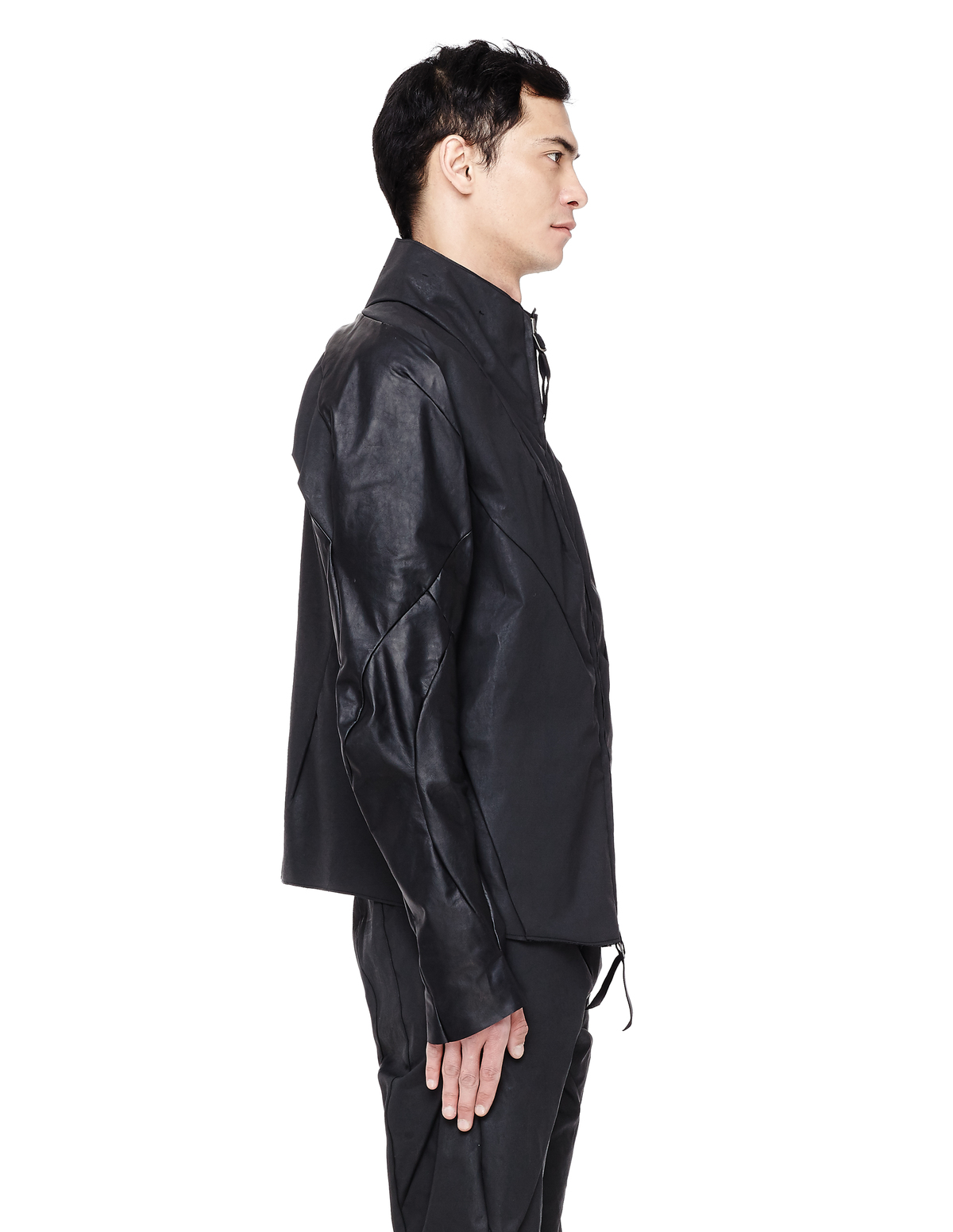 Leon Emanuel Blanck Leather Sleeves Forced Aviator Jacket - black ...