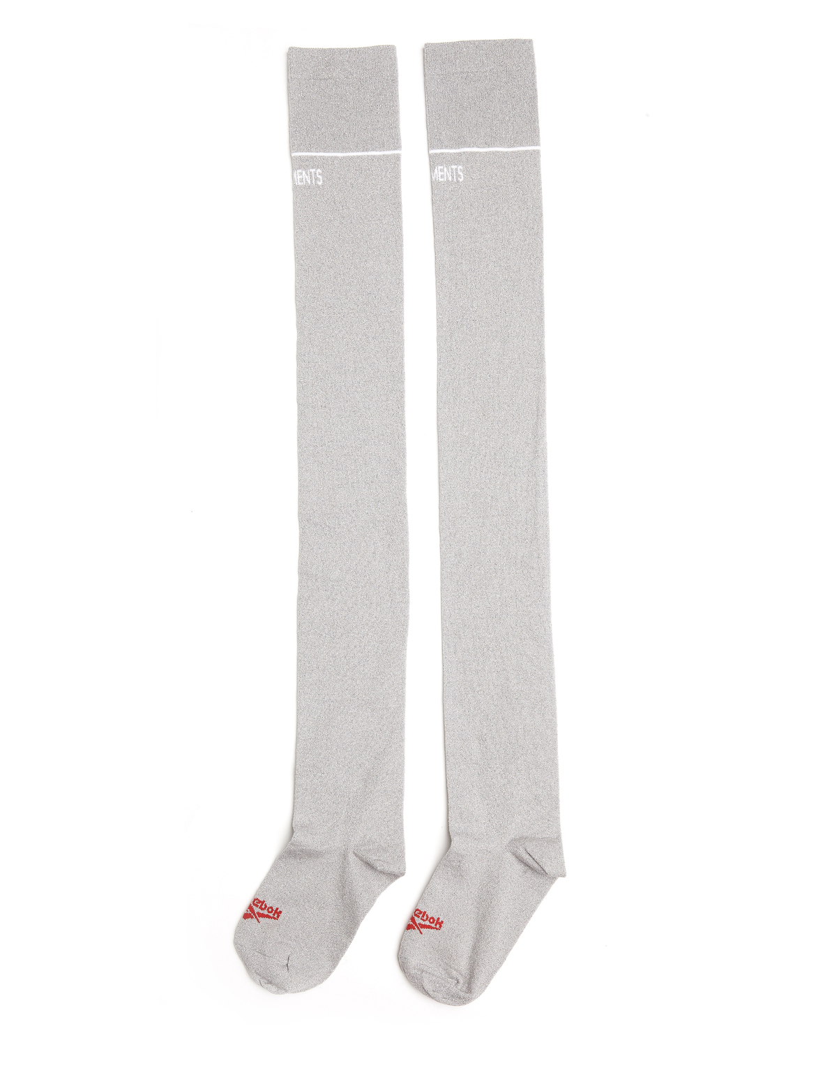 Vetements Lurex Knee High Socks - Silver | Garmentory