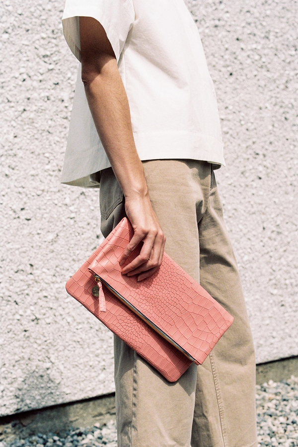 Clare V. Foldover Clutch - coral croc | Garmentory