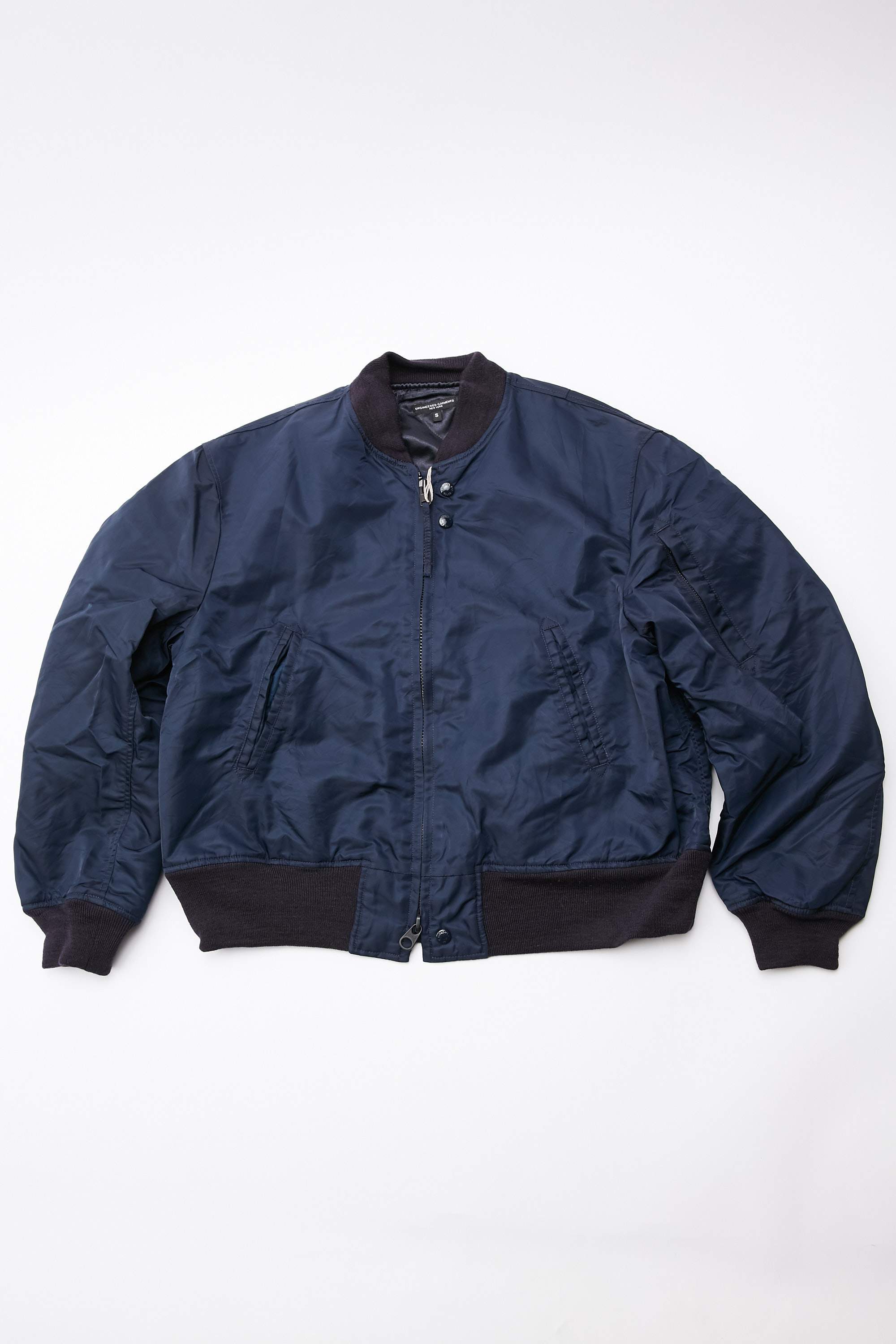 Engineered Garments Aviator Flight Satin Nylon Jacket - Navy | Garmentory