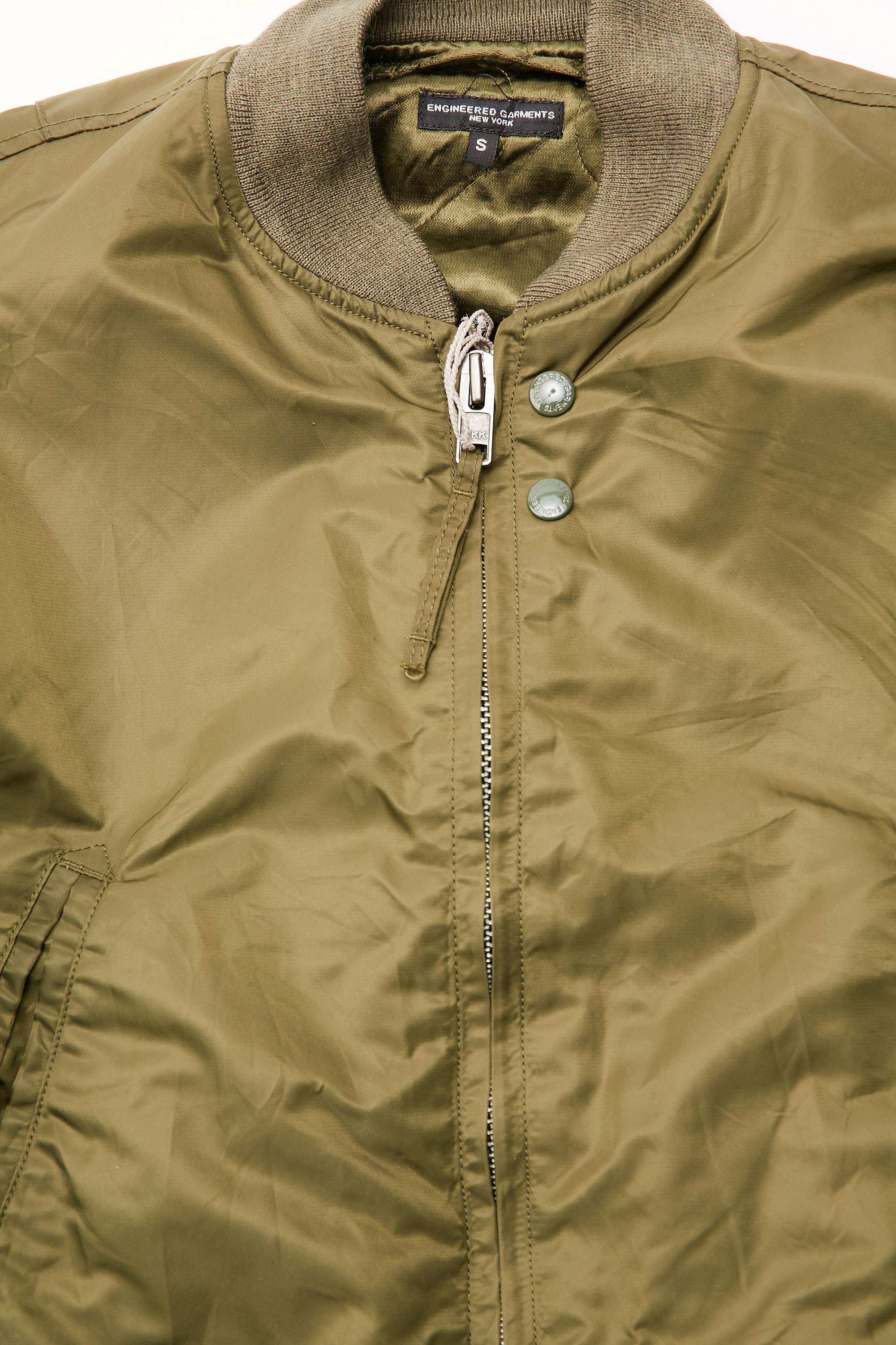 Engineered Garments Flight Satin Nylon Aviator Jacket - Olive | Garmentory