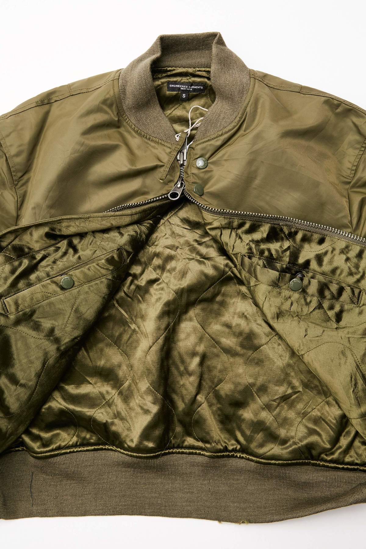 Engineered Garments Flight Satin Nylon Aviator Jacket - Olive | Garmentory