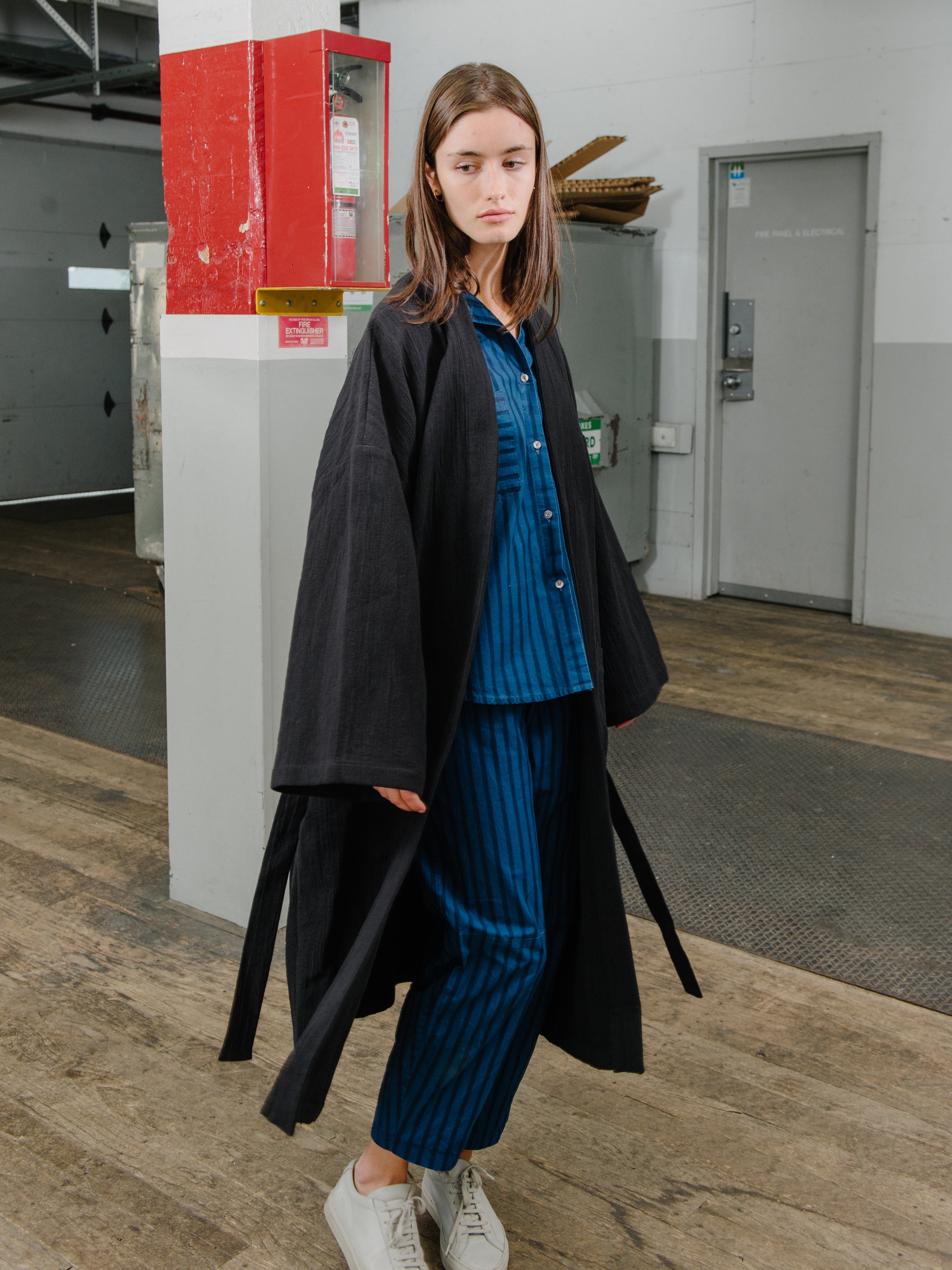 Priory Fan Robe - Natural Jacquard Black | Garmentory