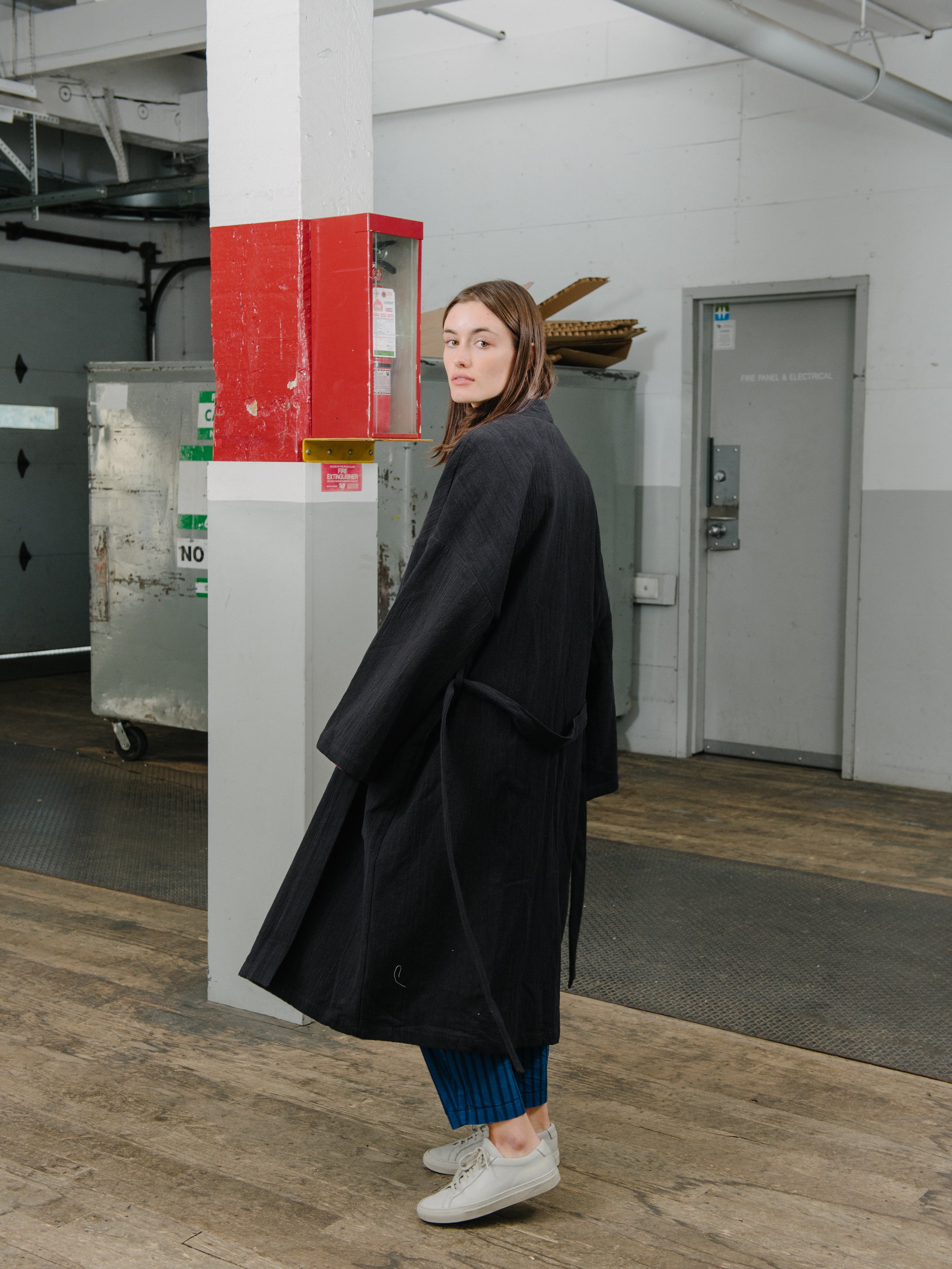 Priory Fan Robe - Natural Jacquard Black | Garmentory