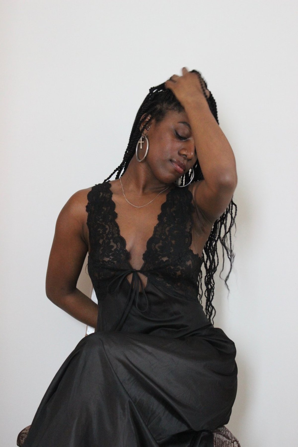 Vintage Lace Maxi Slip Black Garmentory