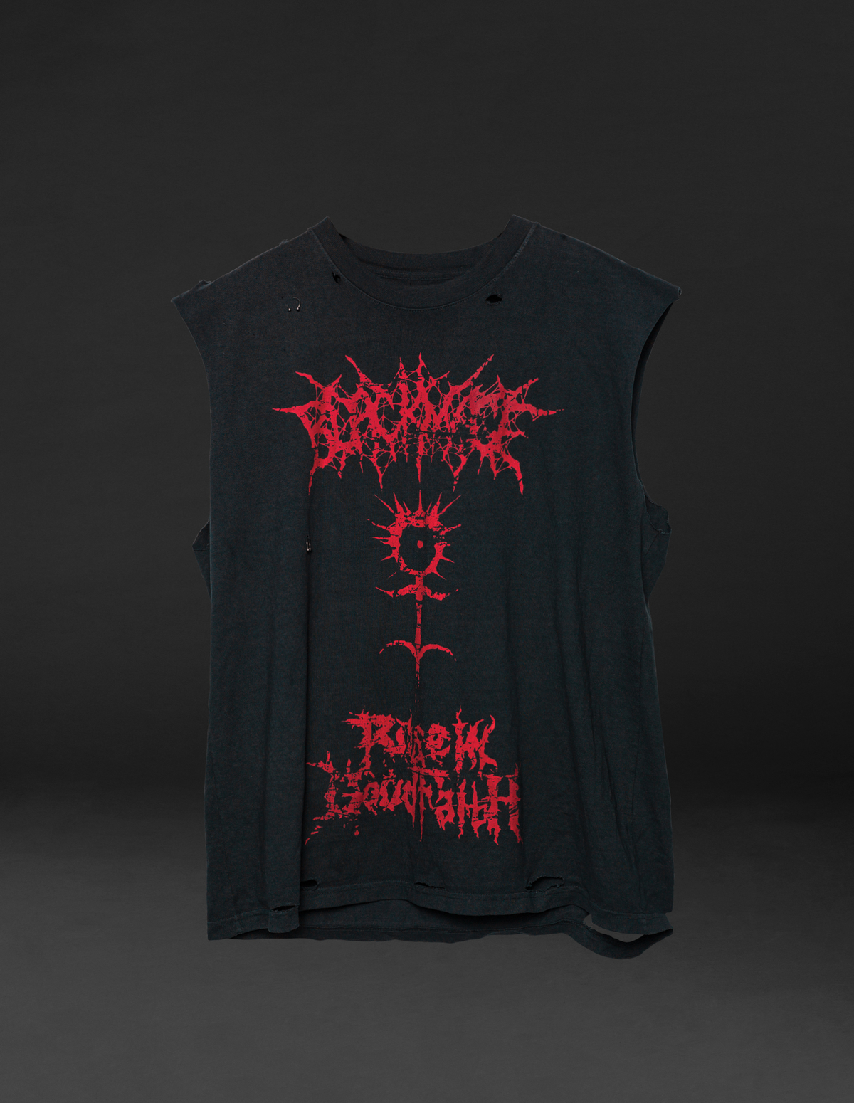 Ghostemane x Rose In Good Faith Flash Distressed Cutoff x Blackmage ...