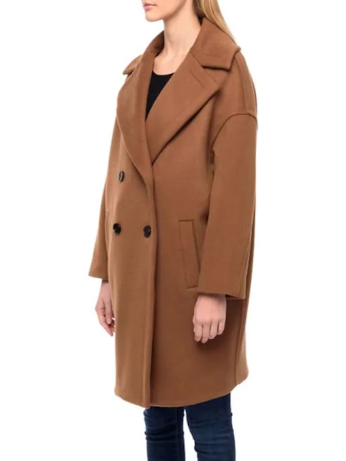 Line Maxine Double Breasted Wool Coat - Chestnut | Garmentory