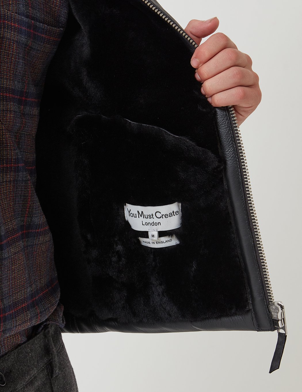 YMC Budgie Zip Sheepskin Jacket - Black | Garmentory