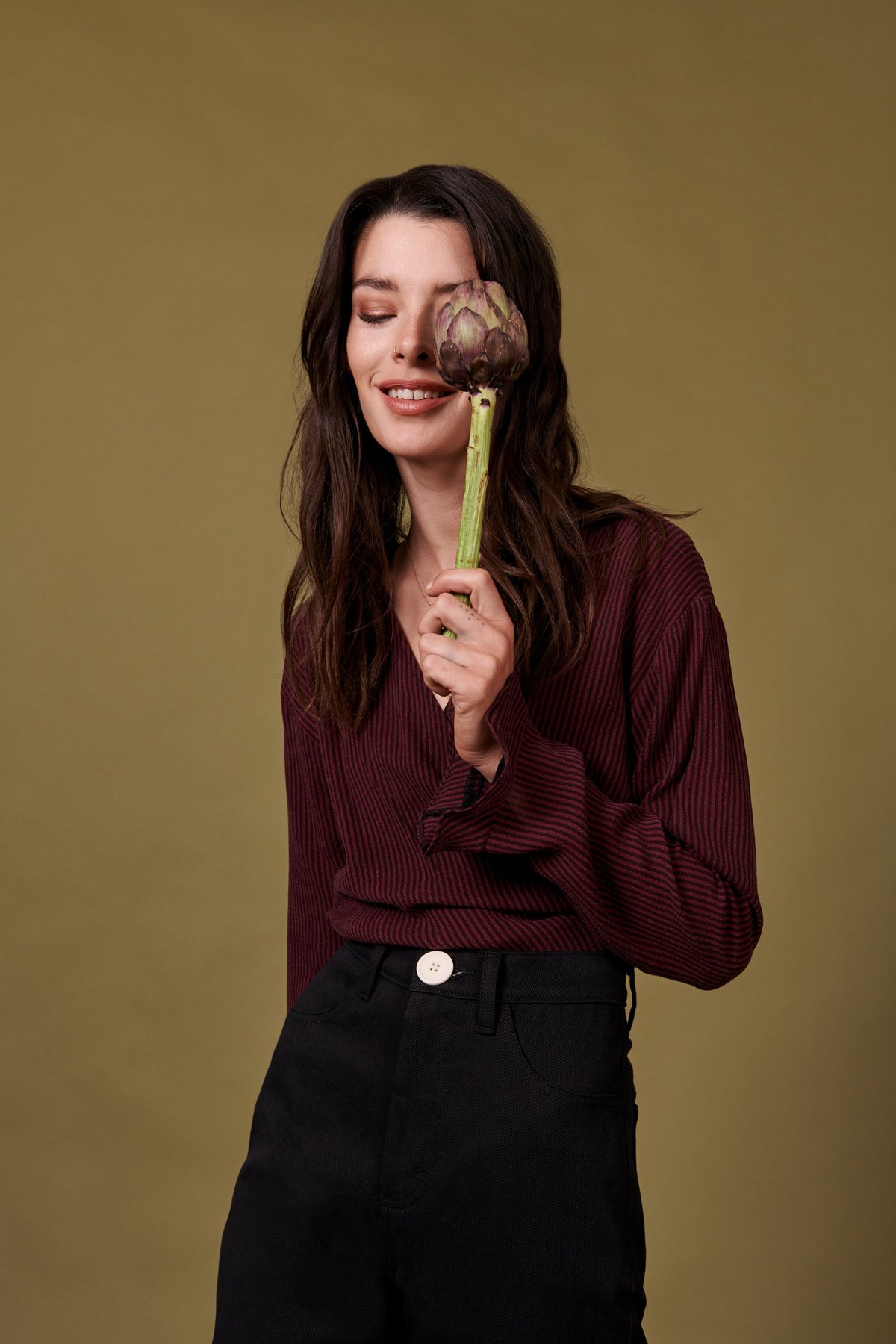 Whimsy + Row Evelyn Top - Plum Stripe | Garmentory