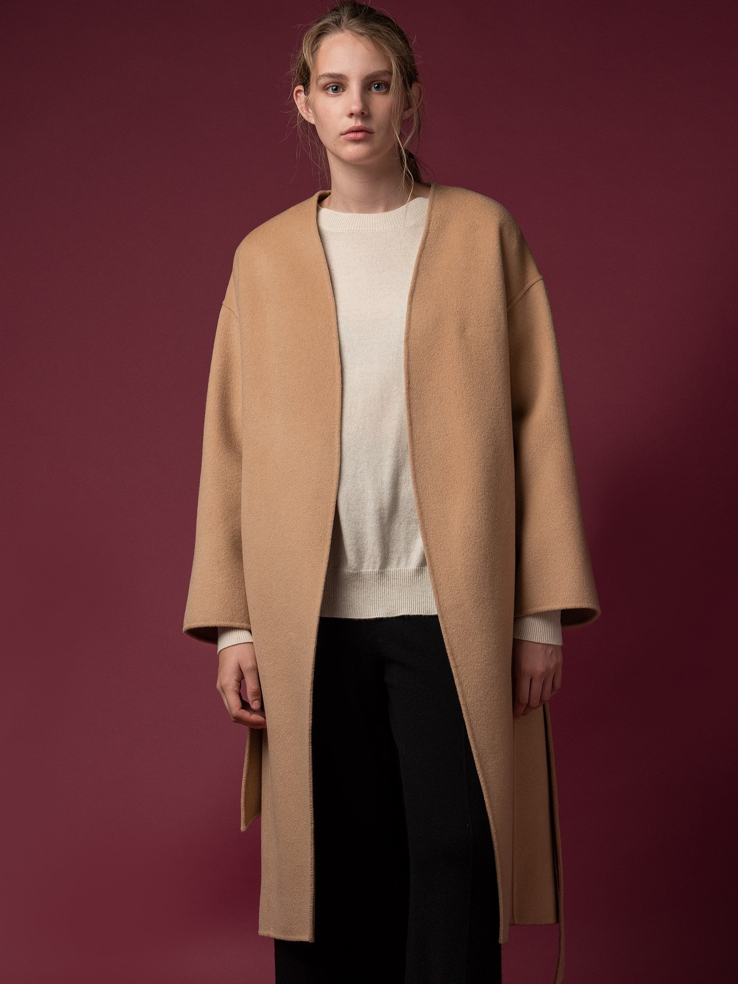 PURE CASHMERE NYC Cashmere Robe Coat - Camel | Garmentory
