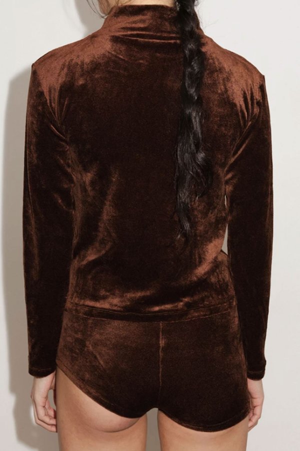 Baserange Dou Turtleneck-Shiny Velour Sweater - Turnip Brown | Garmentory