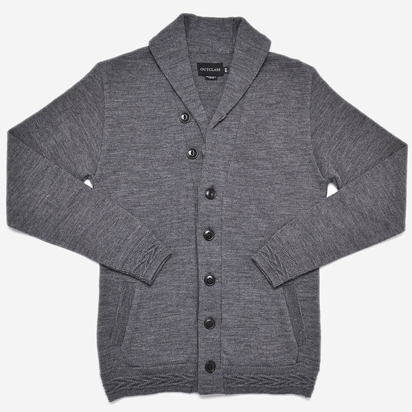 Outclass Attire Shawl Collar Merino Cardigan - Concrete Grey | Garmentory