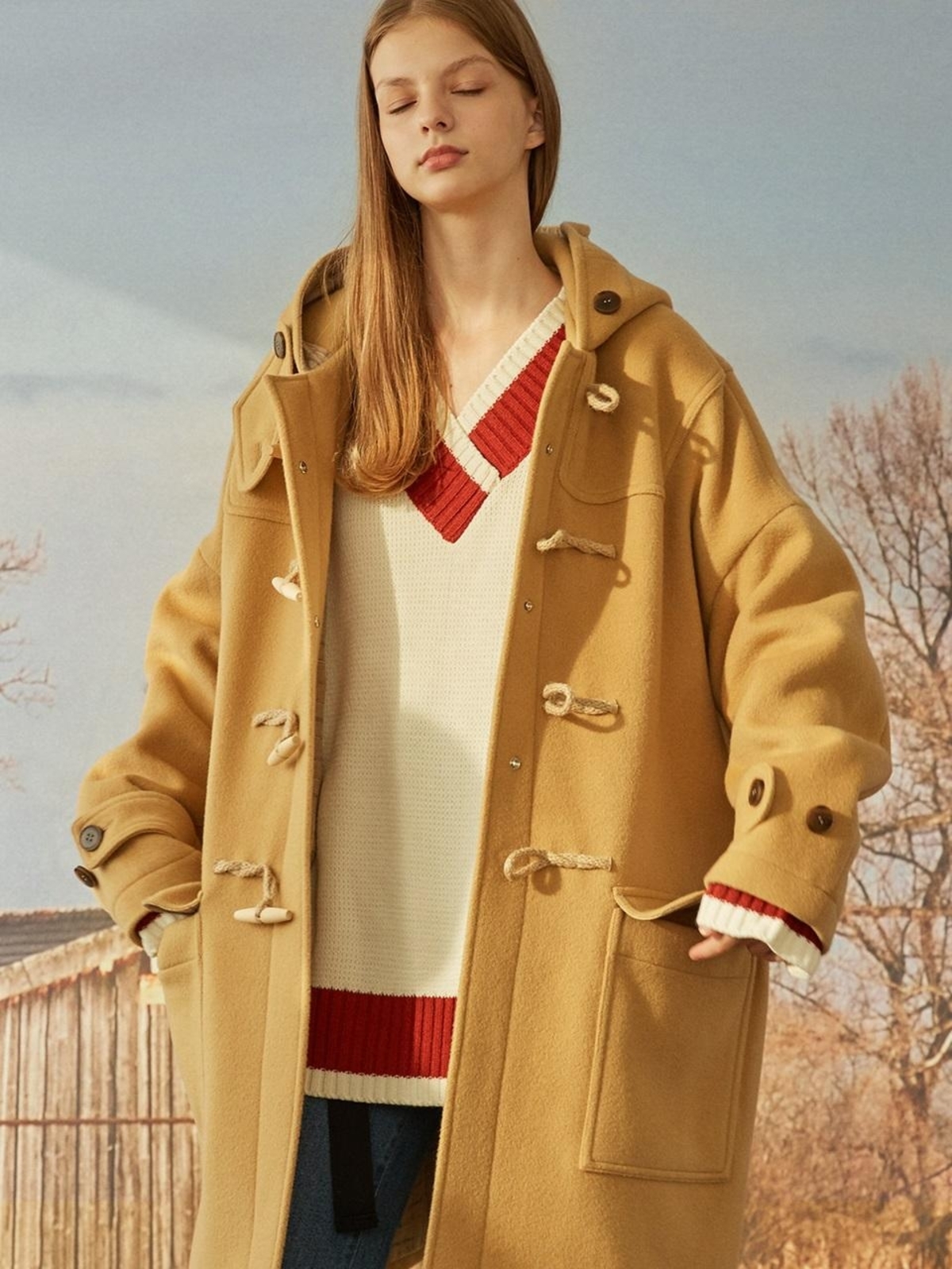 [UNISEX]8F Oversized Duffle Coat Beige | Garmentory