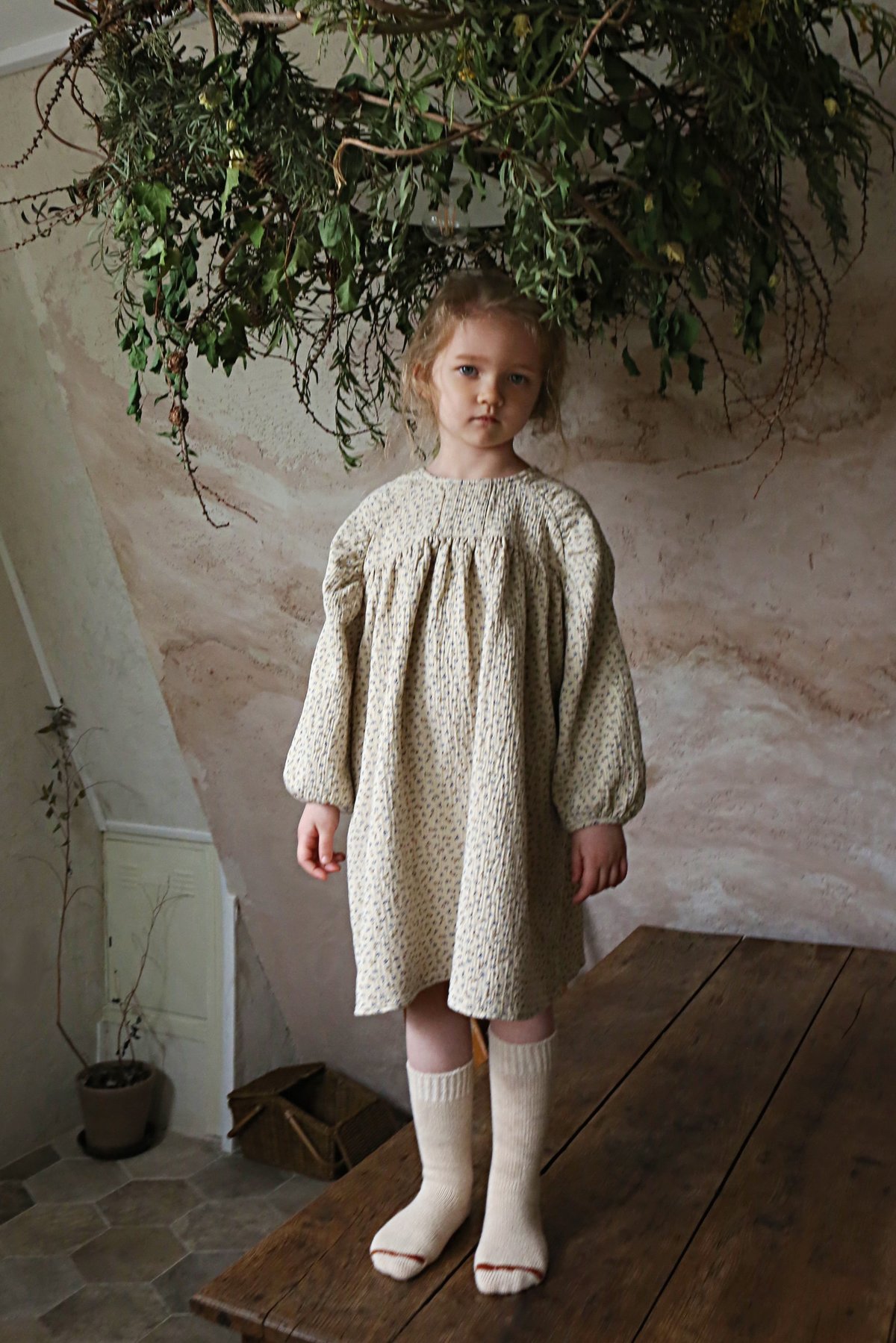KIDS Tambere Prairie Dress - Beige Flower | Garmentory