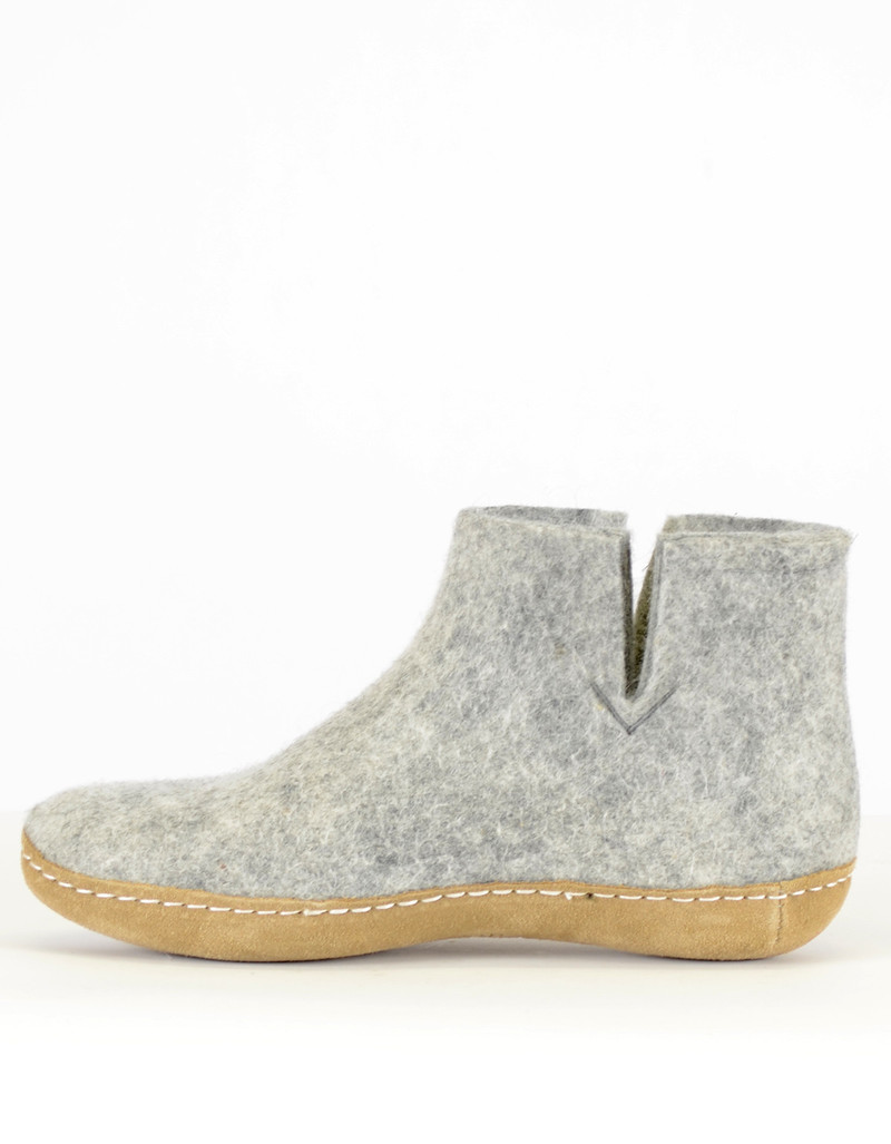 Glerups Men's Wool Boot Leather Sole Grey | Garmentory