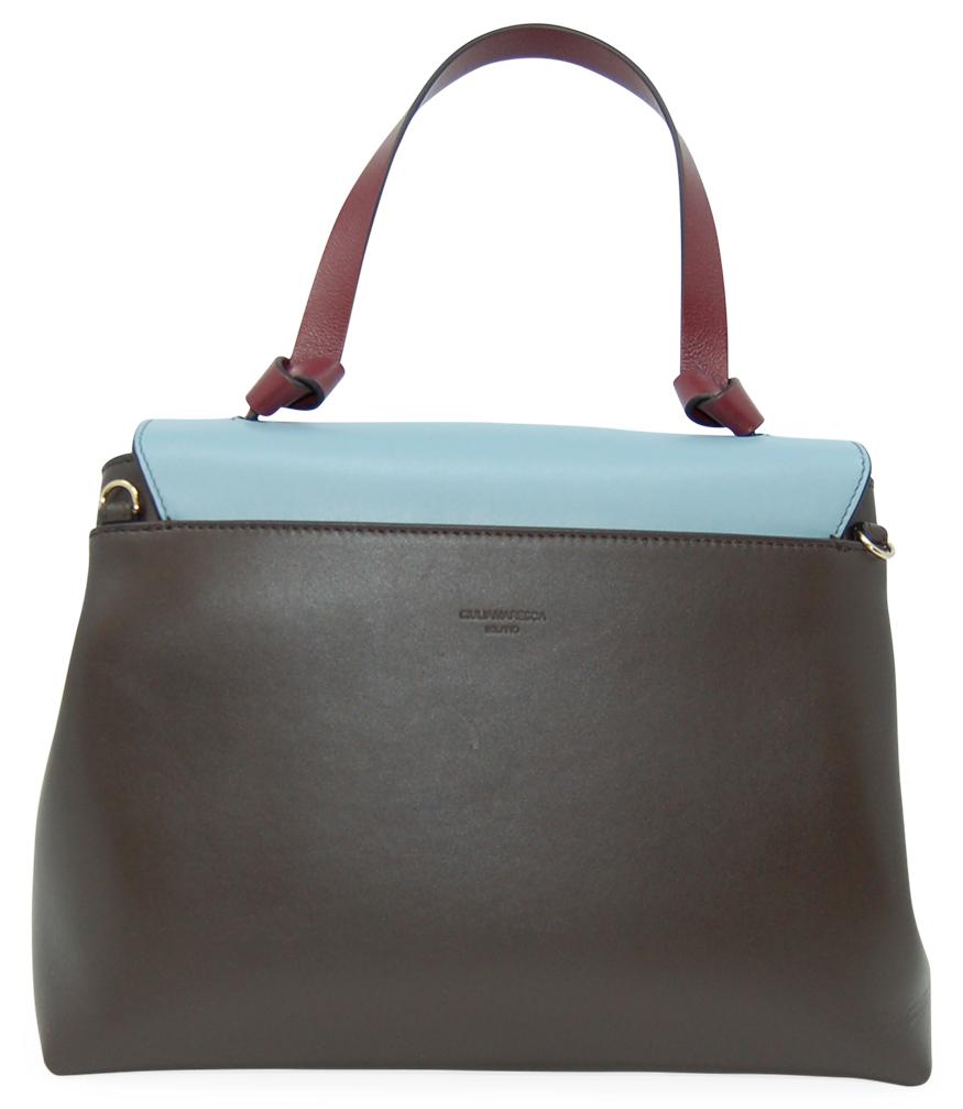 Giulia Maresca Chiara Top Handle Leather Handbag - Brown/Blue | Garmentory