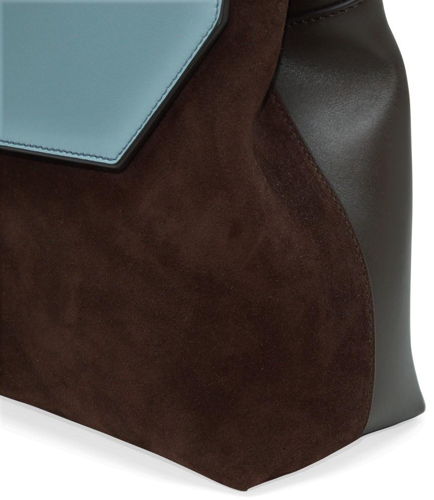 Giulia Maresca Chiara Top Handle Leather Handbag - Brown/Blue | Garmentory