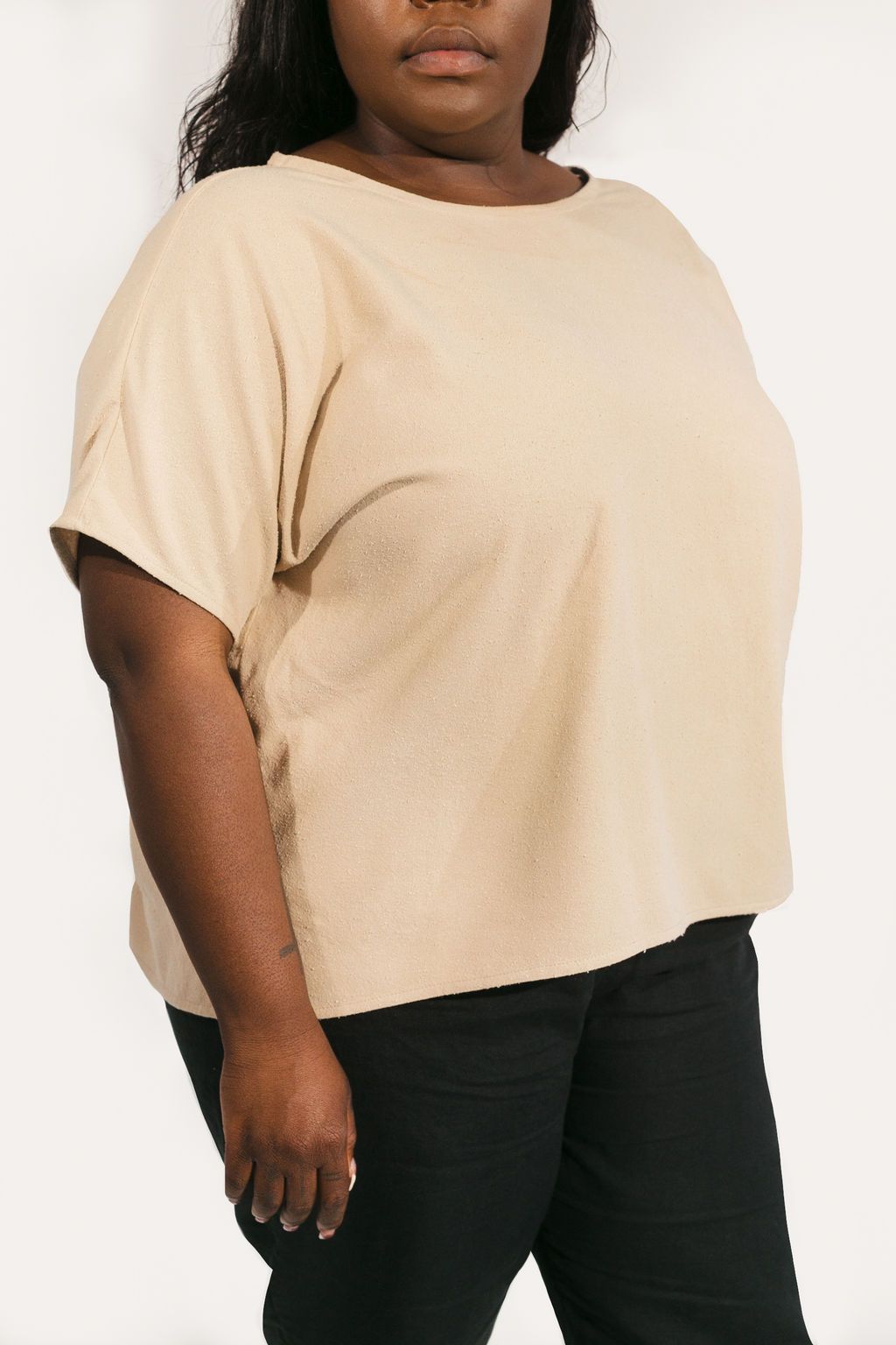 Two Fold Clothing Krissy Raw Silk Tee - Sand | Garmentory