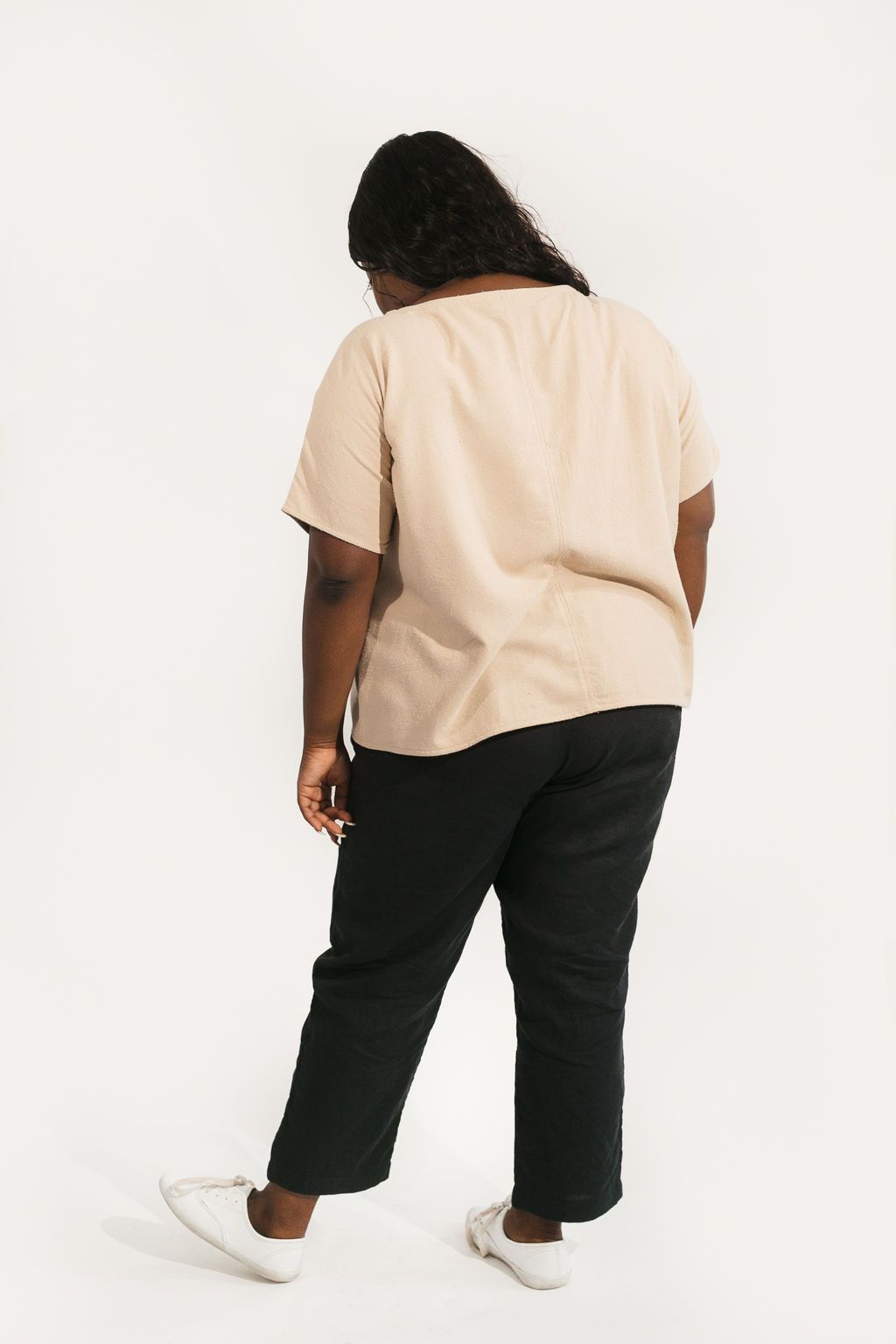 Two Fold Clothing Krissy Raw Silk Tee - Sand | Garmentory