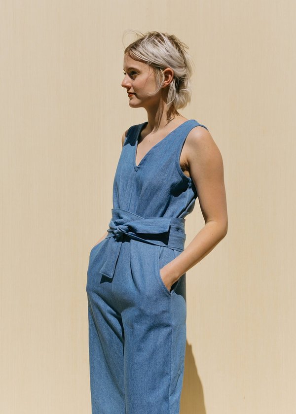 Two Fold Clothing Rai Cotton Denim Jumpsuit | Garmentory
