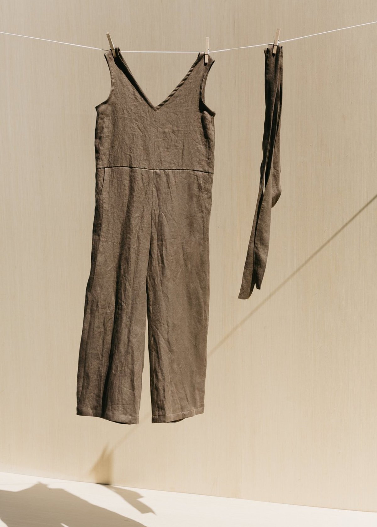 Two Fold Clothing Rai Linen Jumpsuit - Moss | Garmentory
