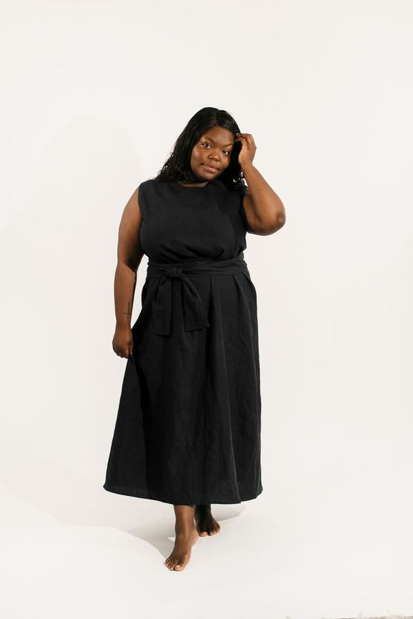 Two Fold Clothing Kayo Linen Dress - Black | Garmentory