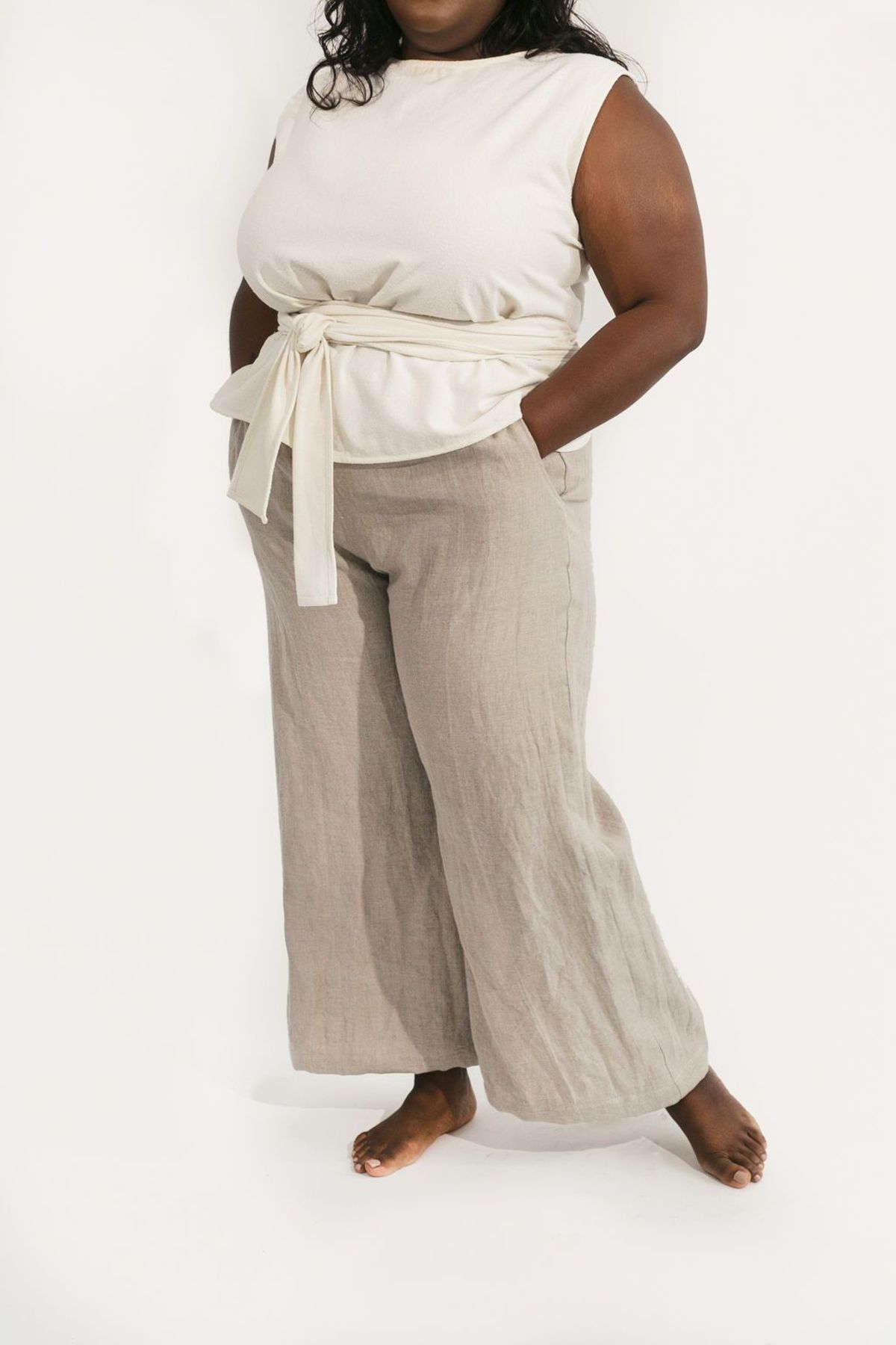 Two Fold Clothing Harris Wide Leg Regular Length Linen Pant - Flax ...