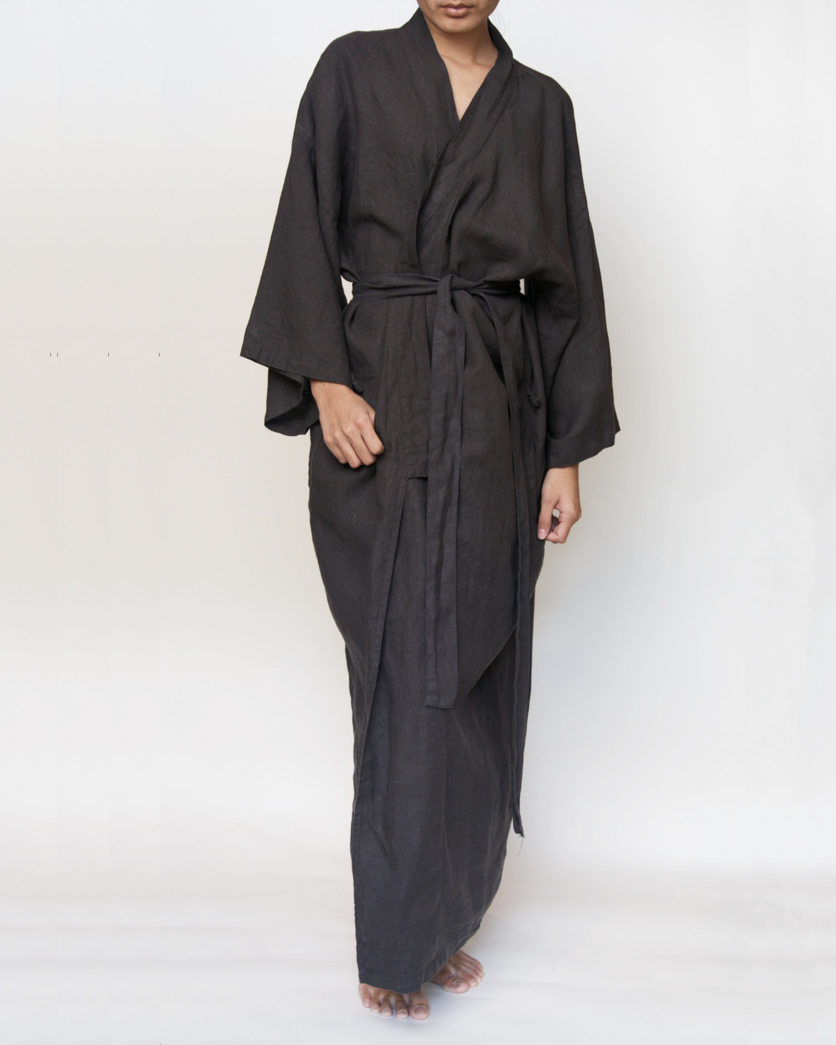 Shop Sunday Morning Sai Full-Length Linen Robe | Garmentory