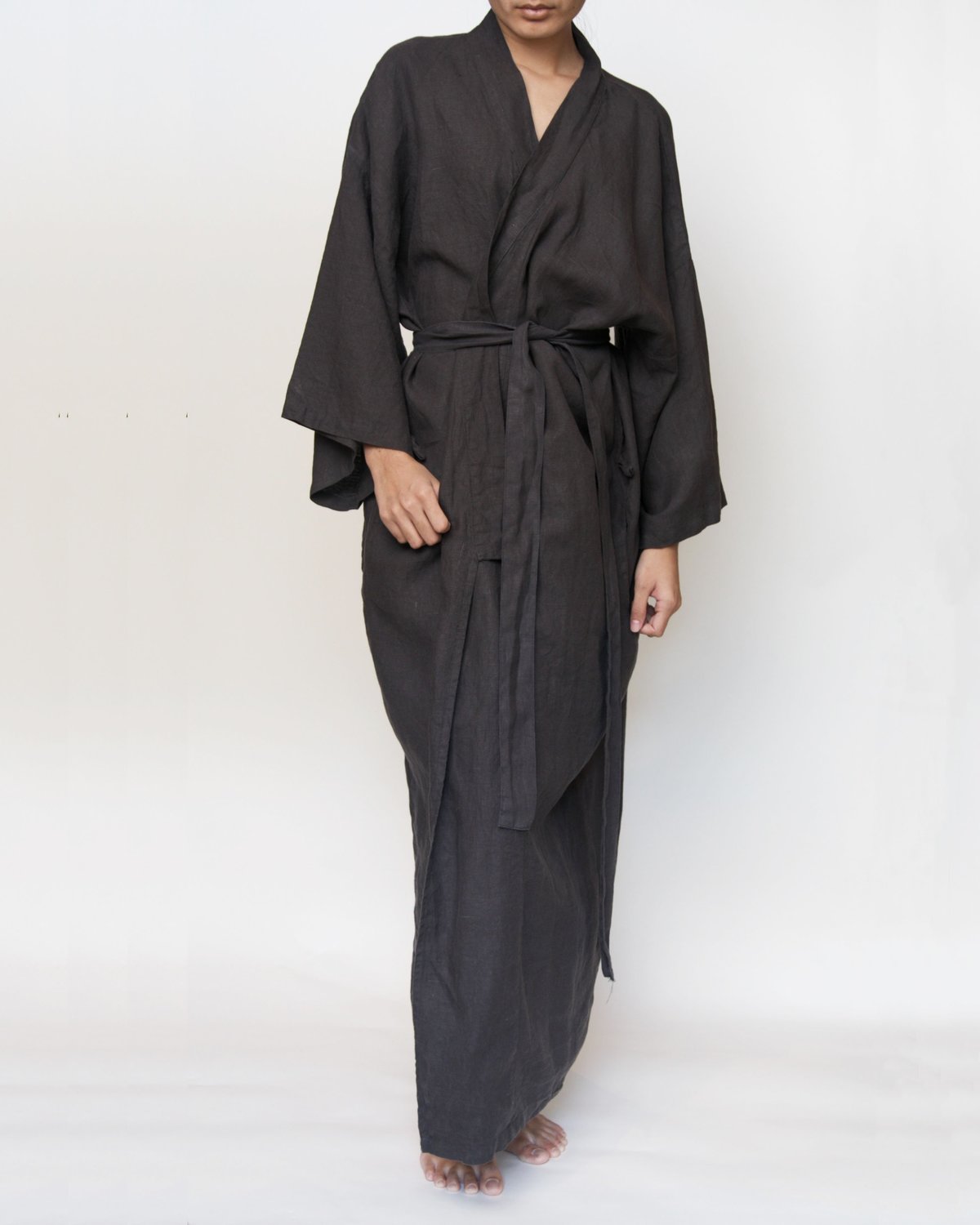 Shop Sunday Morning Sai Full-Length Linen Robe | Garmentory