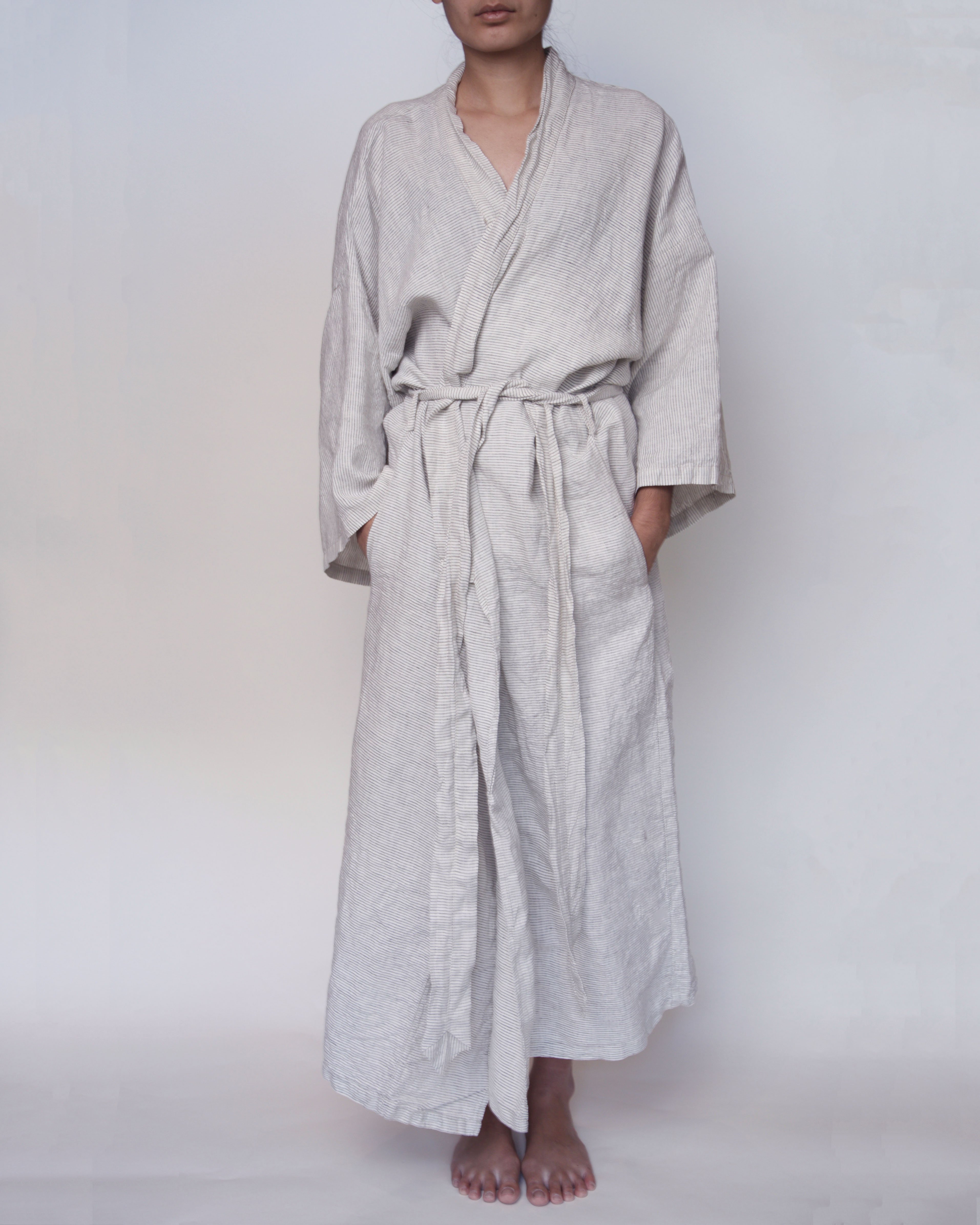 Shop Sunday Morning Sai Full-Length Linen Robe | Garmentory