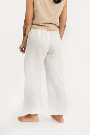 Two Fold Clothing Harris Regular Wide Leg Linen Pant - Ivory | Garmentory