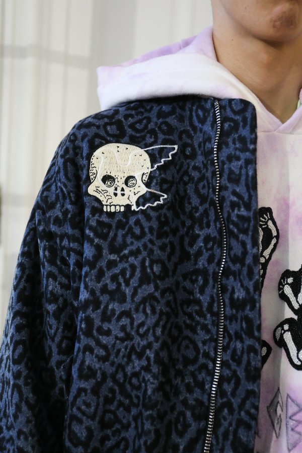 Embroidered Leopard Skeleton Bomber Jacket-Prints | Garmentory