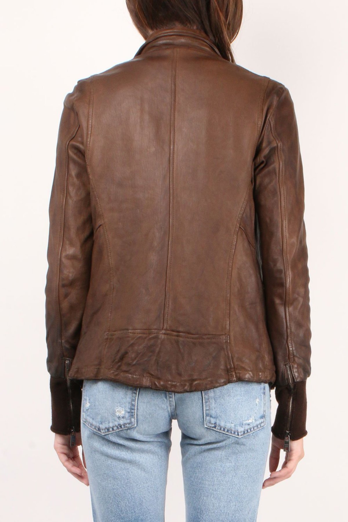 Giorgio Brato Distressed Leather Jacket - Coffee | Garmentory