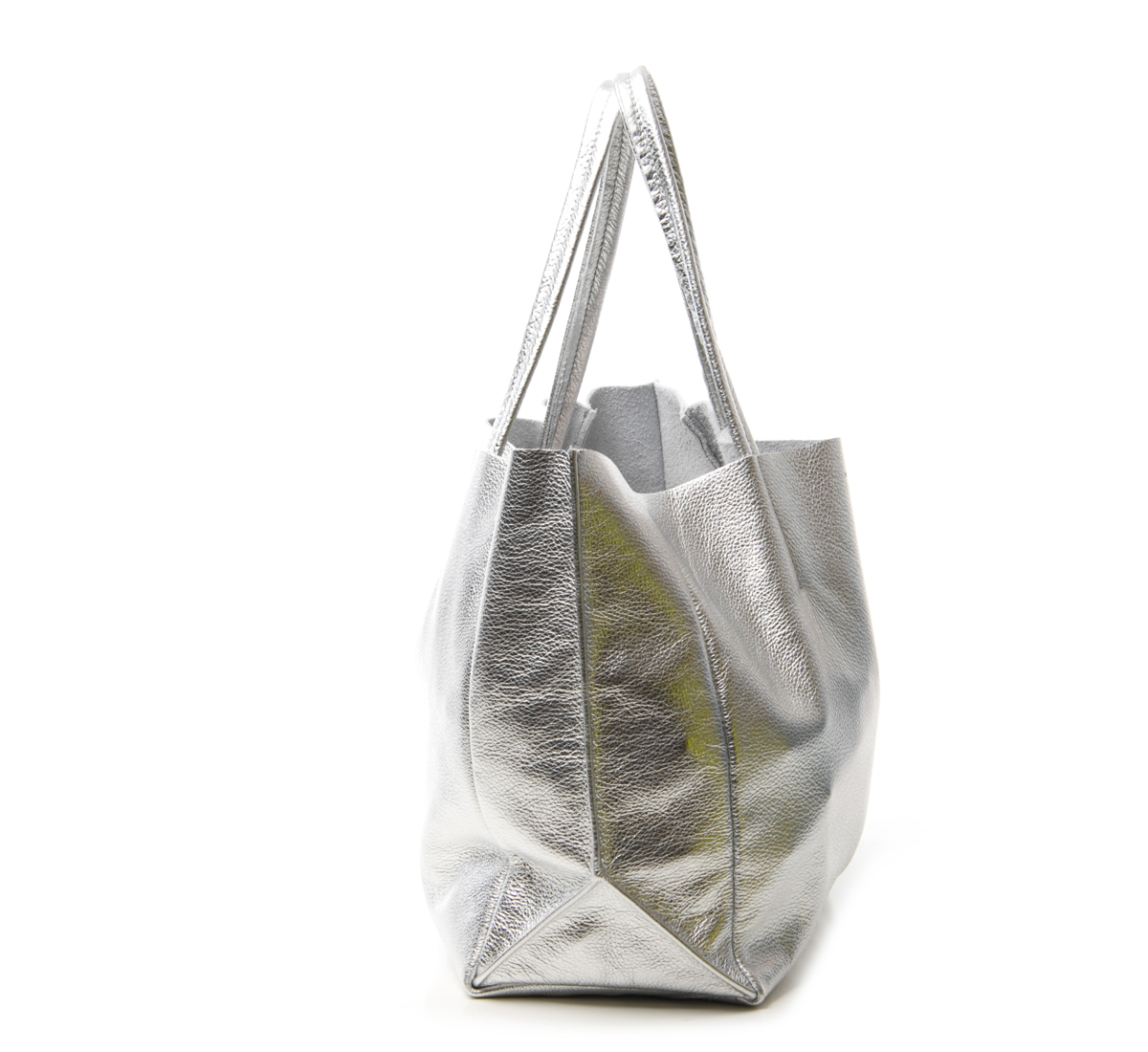 Silver Foil Sideways Tote by Ampersand As Apostrophe | Garmentory