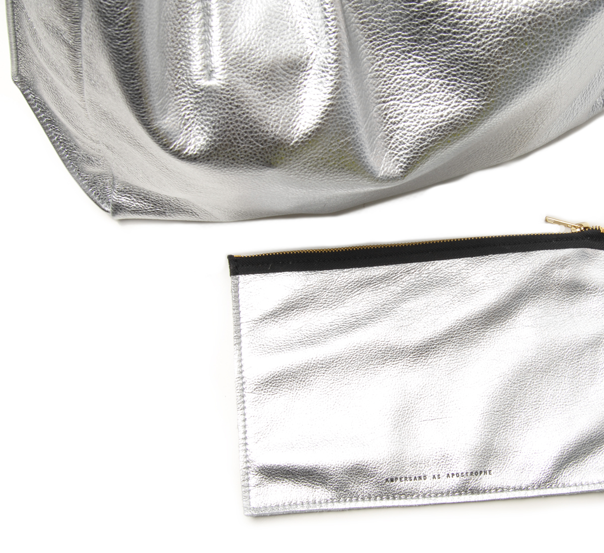 Silver Foil Sideways Tote by Ampersand As Apostrophe | Garmentory