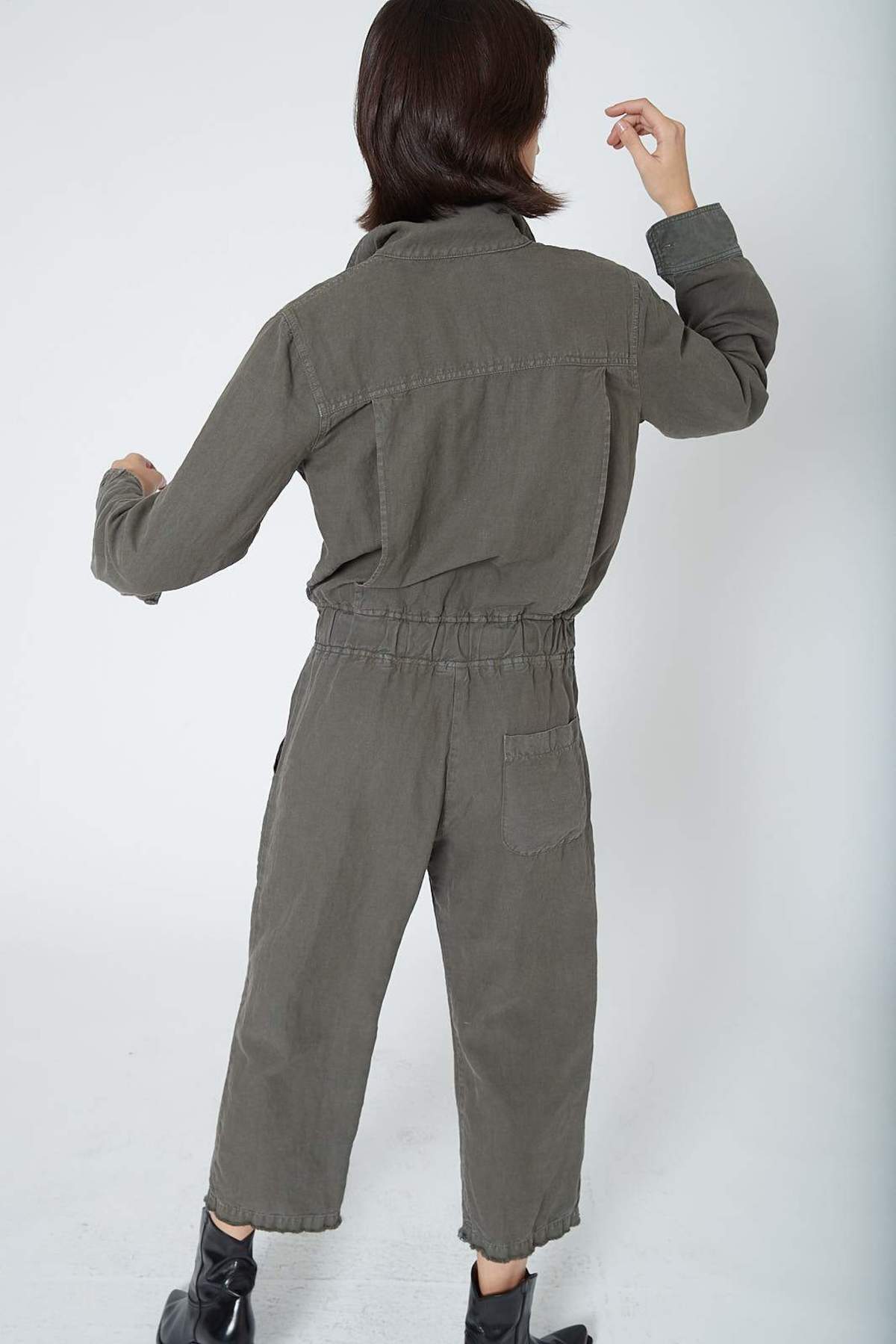 KES Modern Merci Jumpsuit - Washed Military | Garmentory