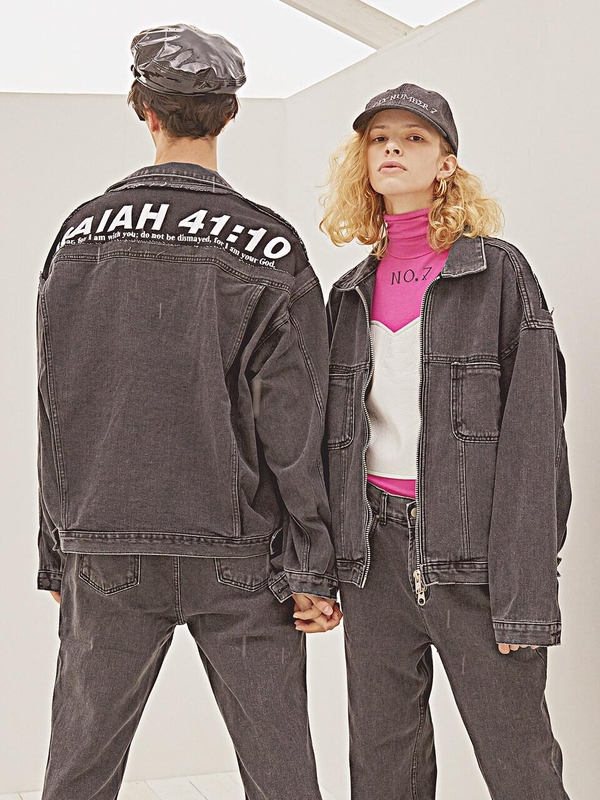 HOLY NUMBER 7 Isaiah Denim Jacket - Black | Garmentory